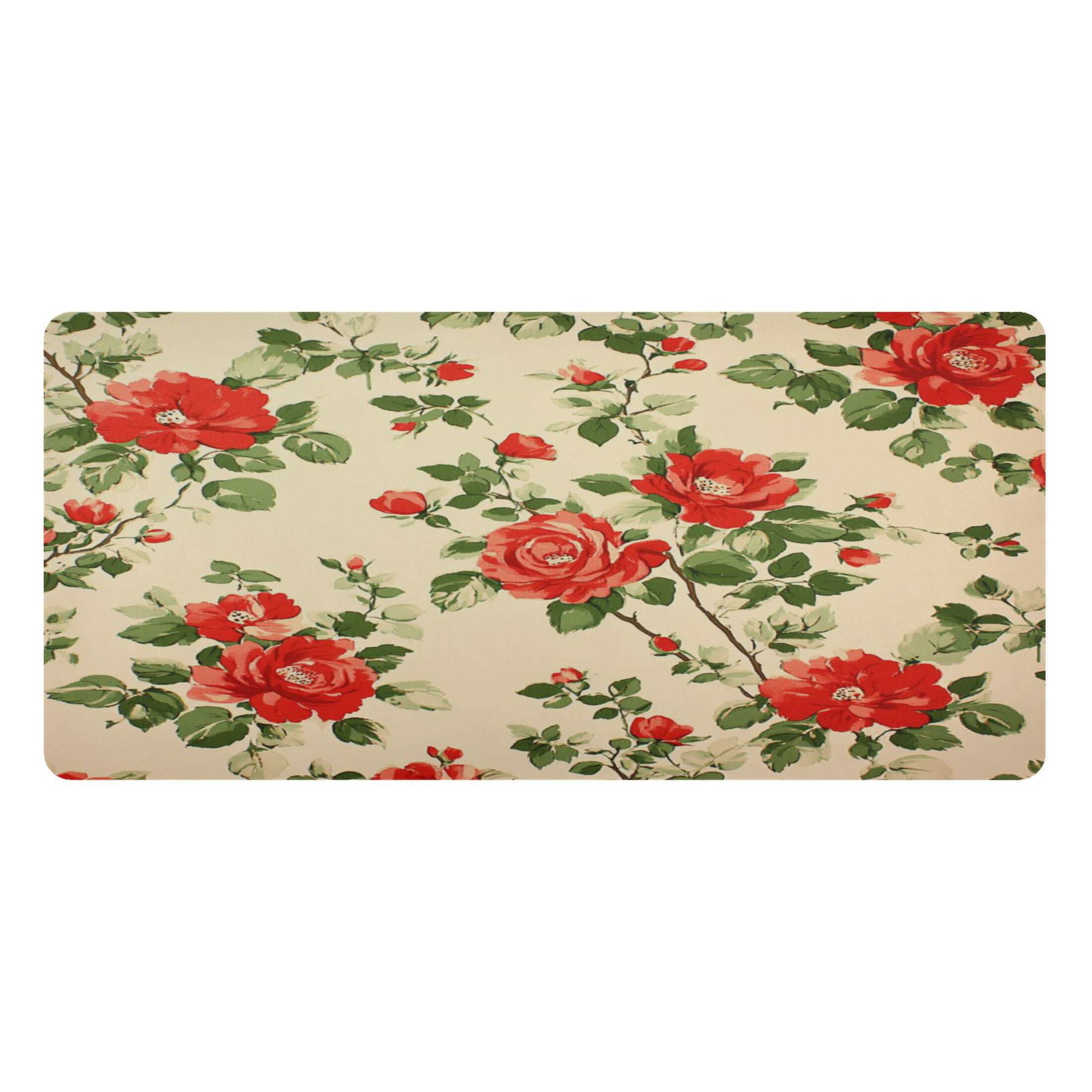 Wobogo Red and Green Floral Pattern Gaming Mouse Pad Non-slip Leather ...