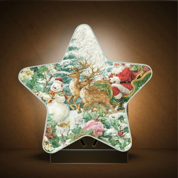 Wobogo Reindeer and Santa Claus LED Star Night Light 0.2 Watt Wall Plug ...