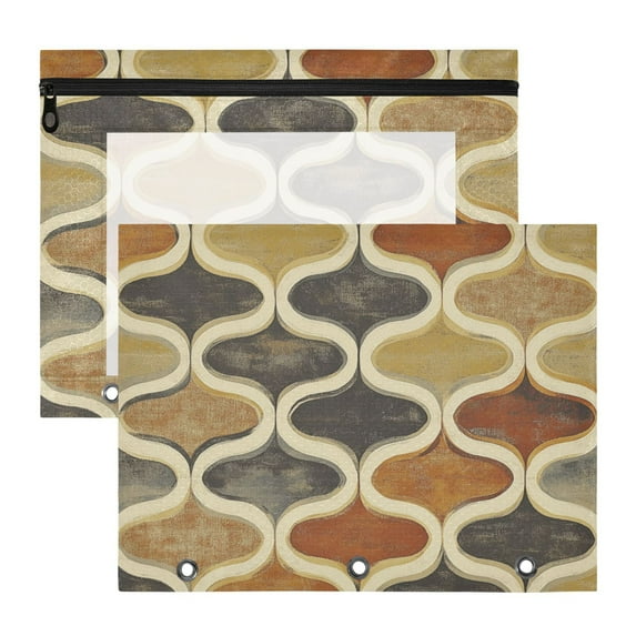 Wobogo Retro Carpet A4 Size Clear Polyester File Pocket Set of 2 Zipper ...
