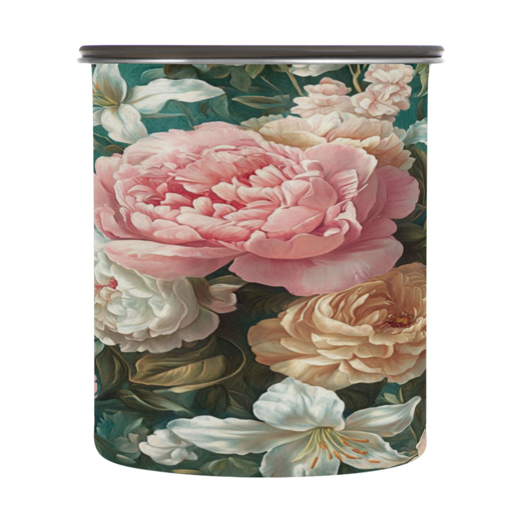 Wobogo Rococo Floral Food Storage Jars 304 Food Grade Stainless Steel Canisters With Vacuum ...