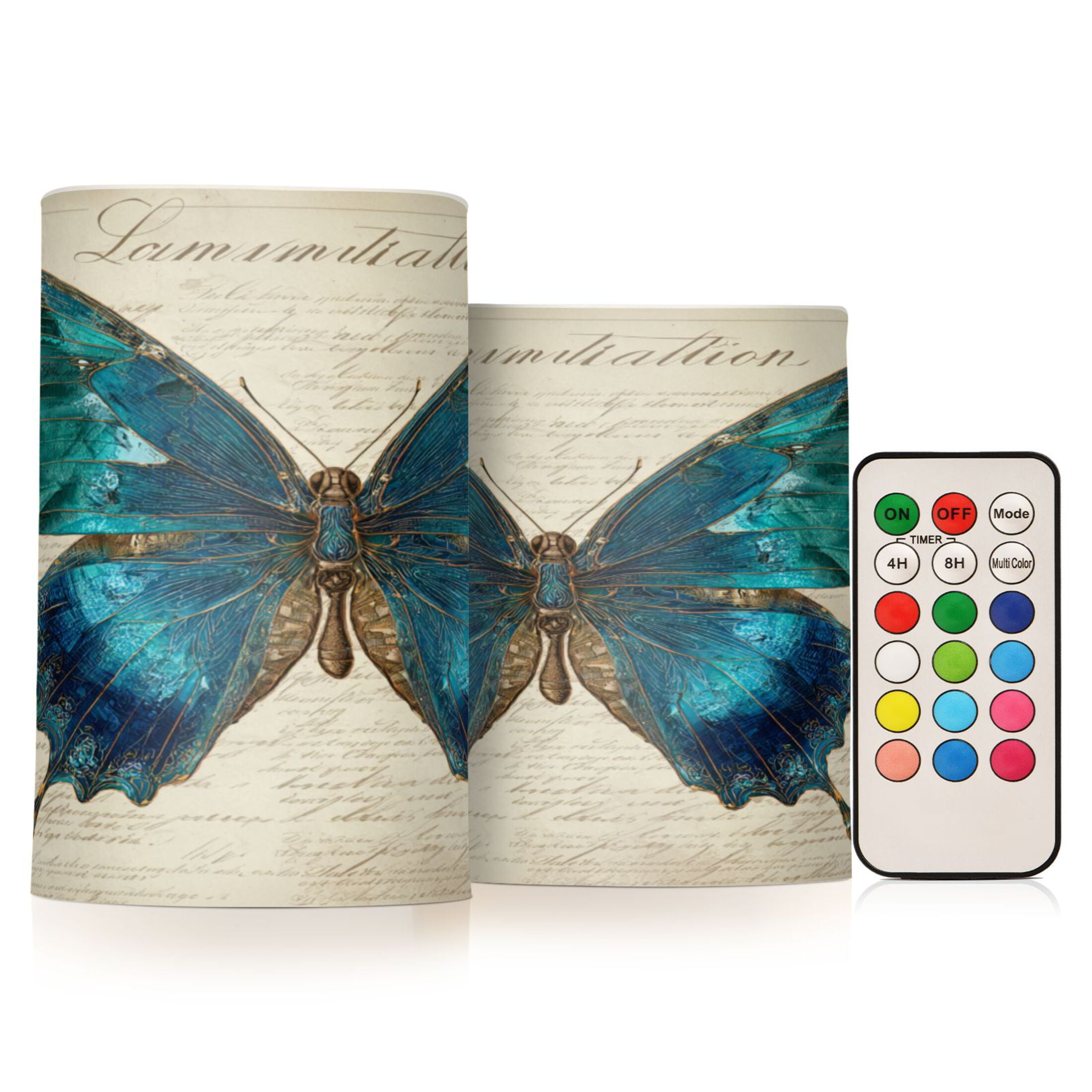Wobogo Royal Blue Butterfly Combo Flameless Flickering Candle Light ...