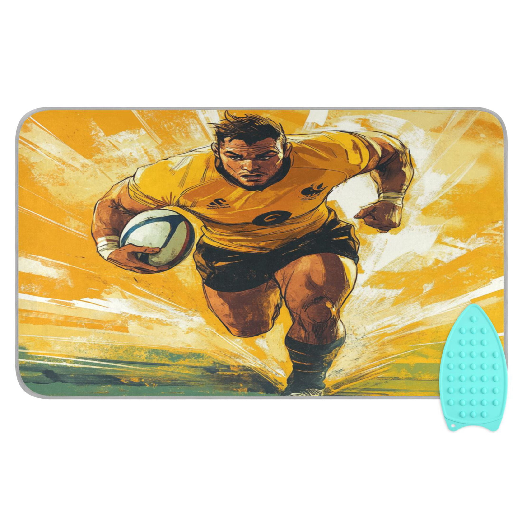 Wobogo Rugby Player Running on The Field Of Play Ironing Mat Blanket ...