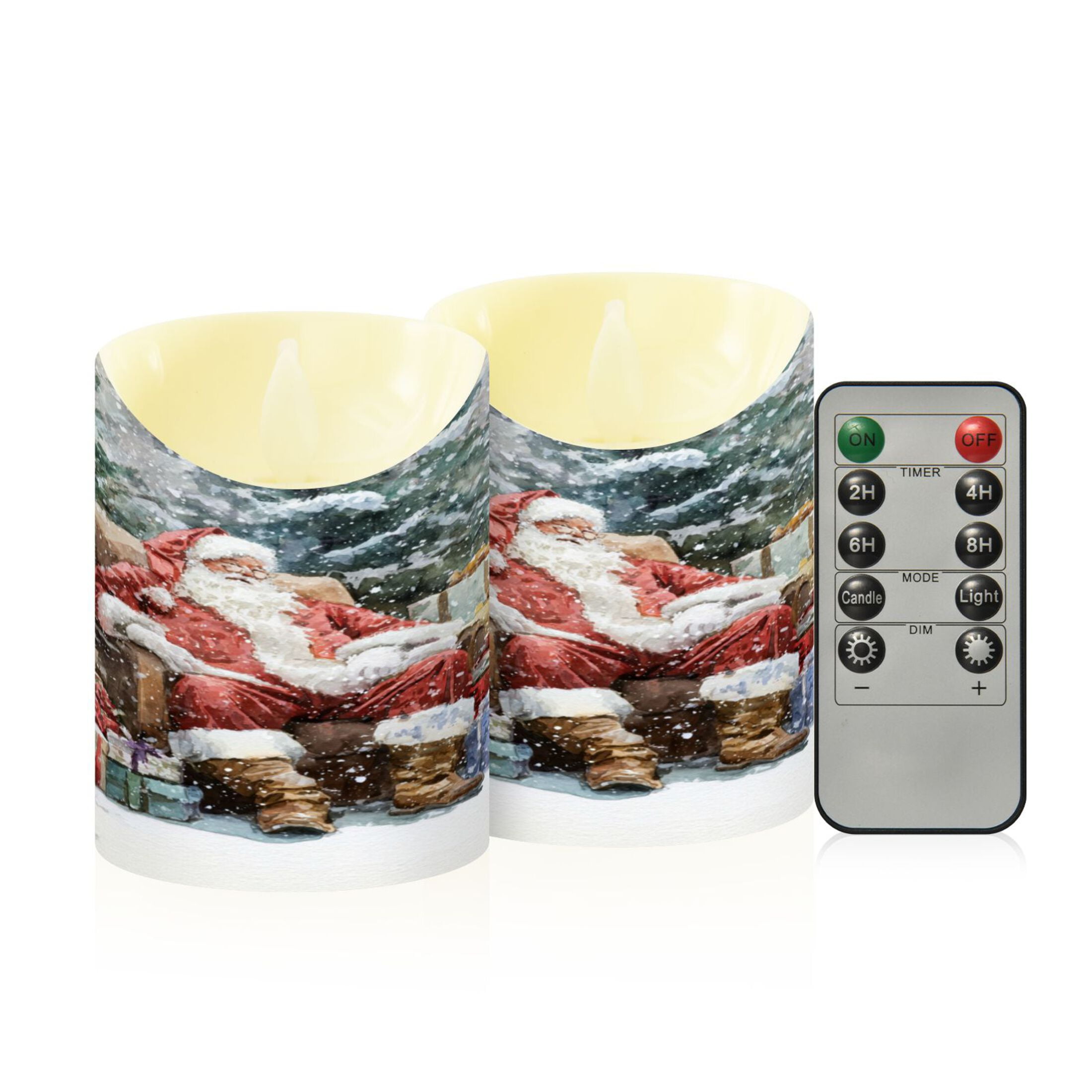 Wobogo Santa Claus Gift Pile Flameless Candles with Remote Battery ...