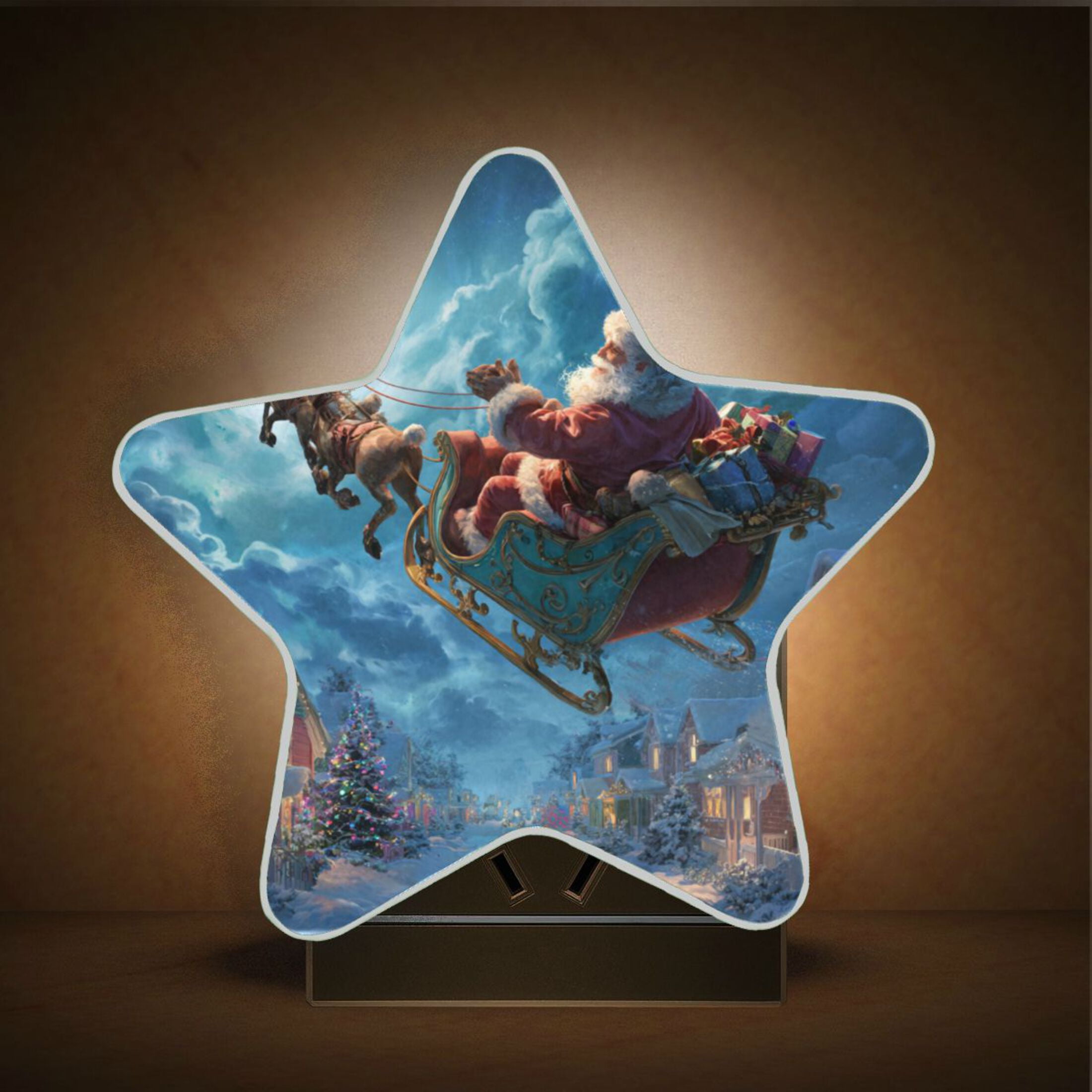 Wobogo Santa Sleigh LED Star Night Light 0.2 Watt Wall Plug Dusk to ...