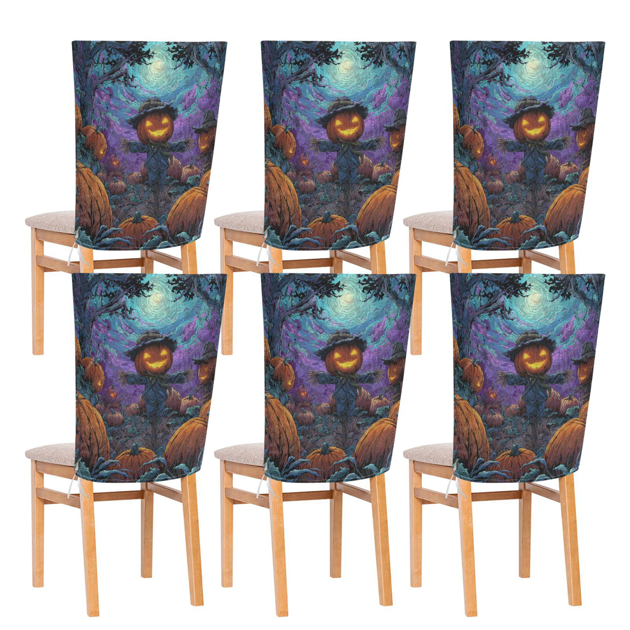 Wobogo Scarecrow Pumpkin Dining Room Chair Covers 6 Pieces Super Fit ...