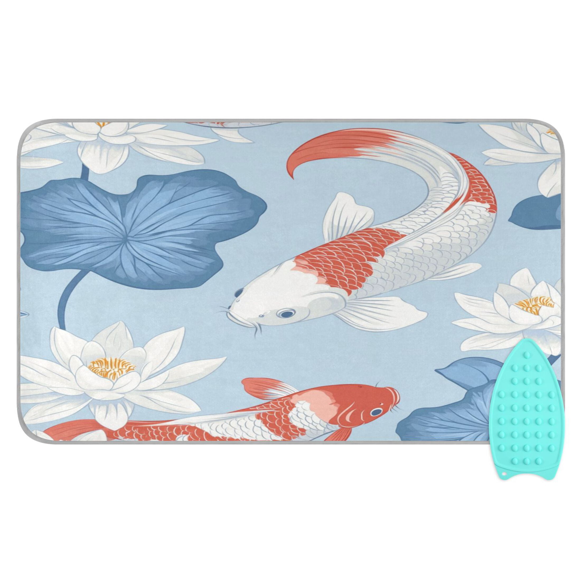 Wobogo Seamless Pattern Of White and Red Koi Fish Ironing Mat Blanket ...