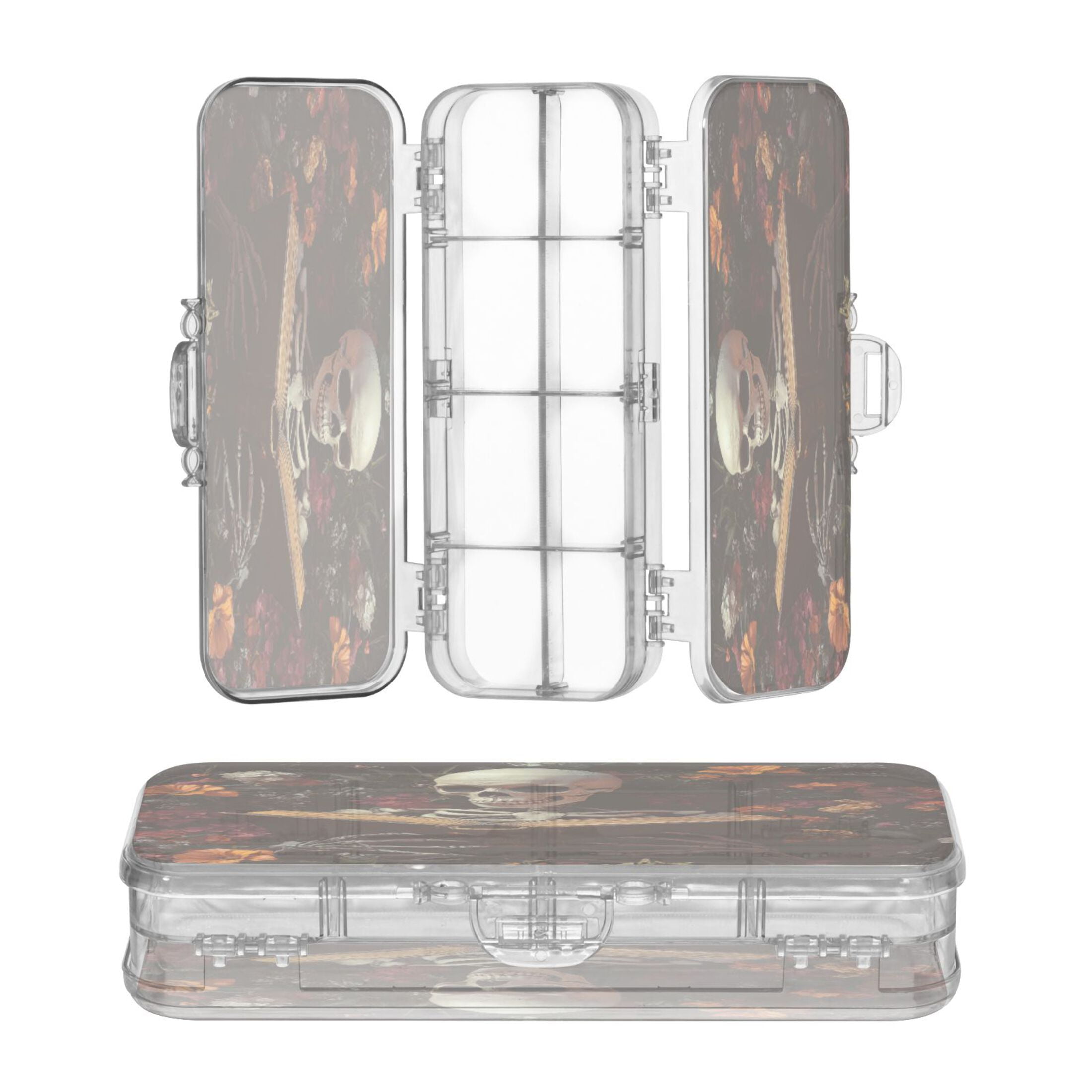 Wobogo Skeleton Reading Clear Pencil Case Plastic Pencilboxes Stackable ...