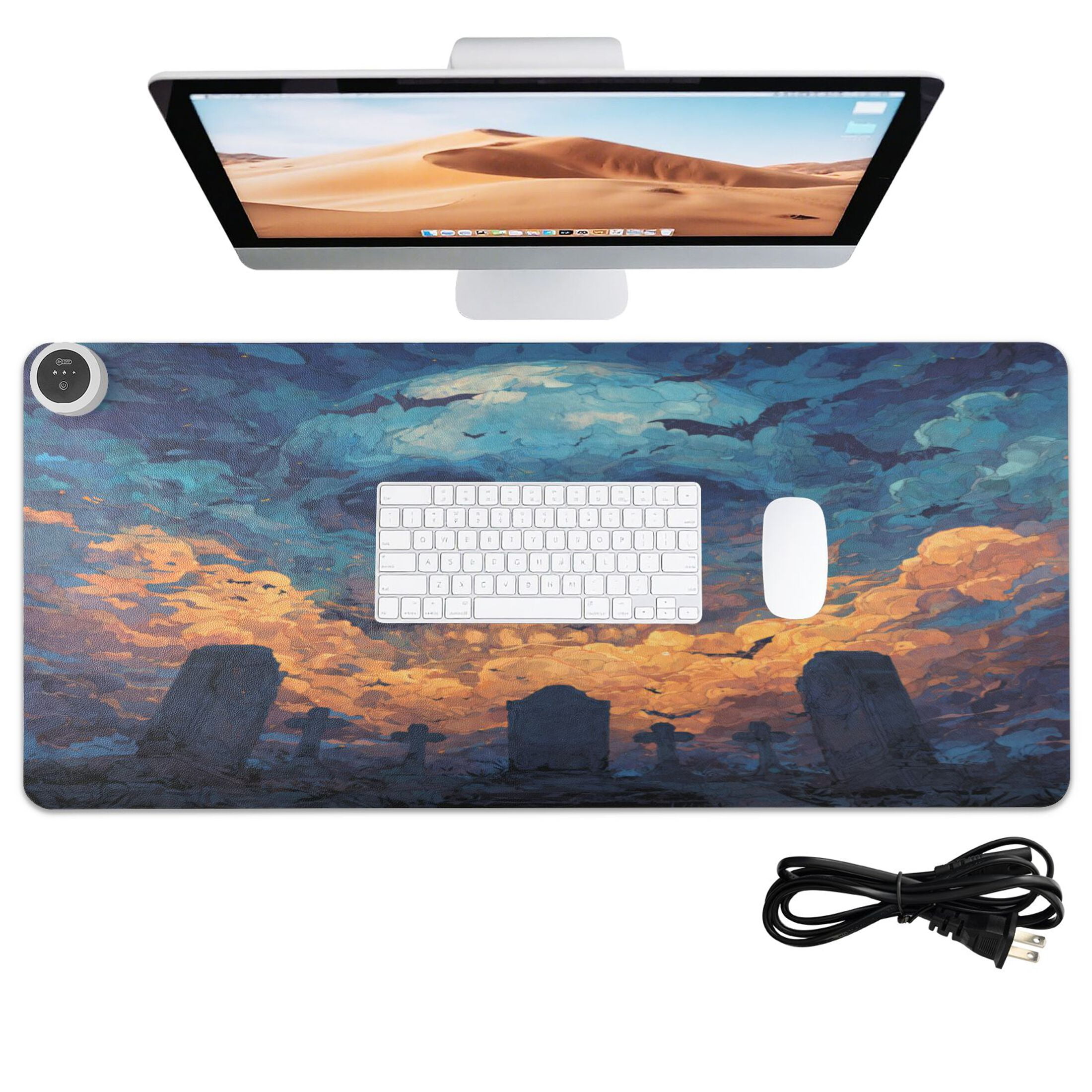 Wobogo Skull Cemetery Heated Mouse Pad Extra-Large Desk Mat With 3 ...
