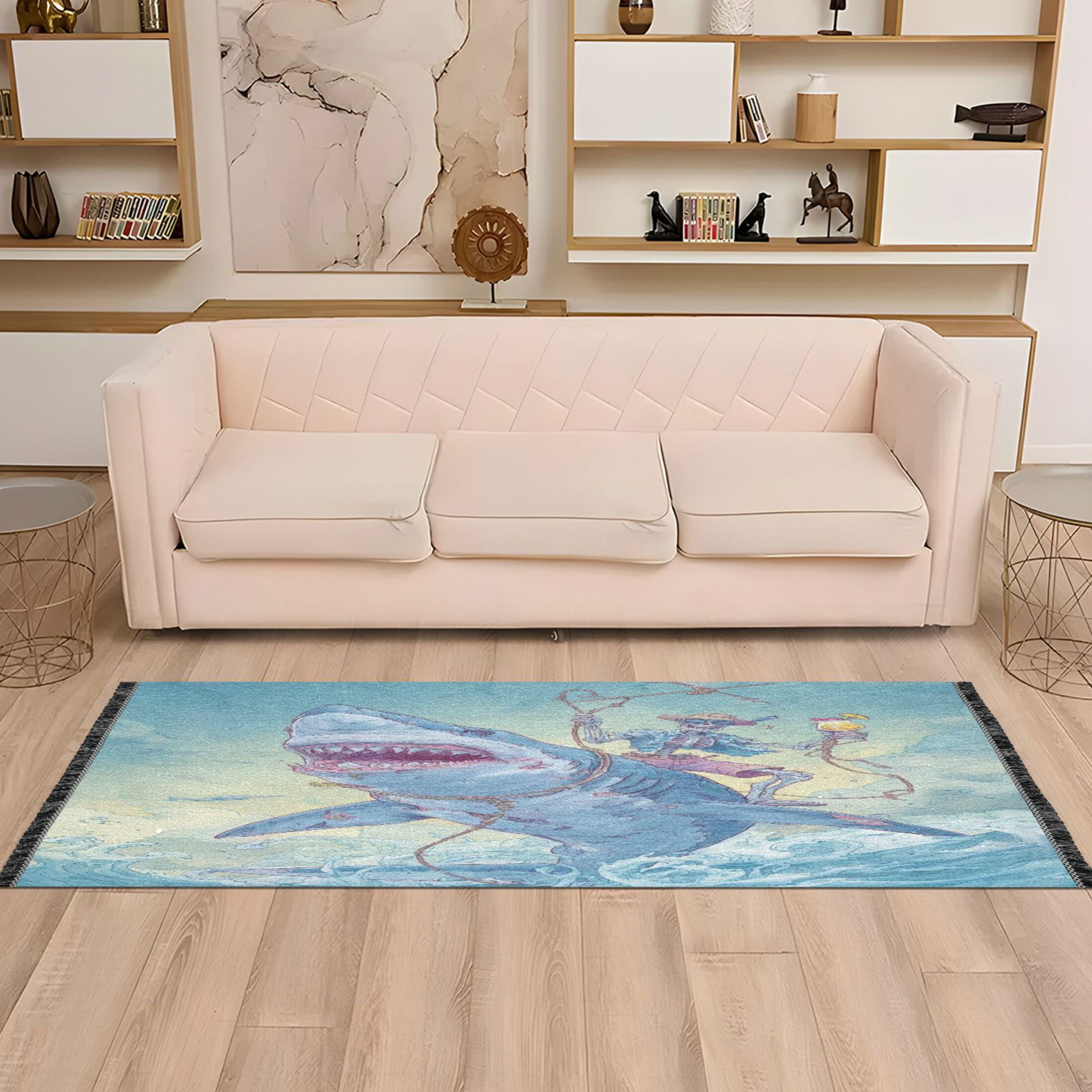 Wobogo Skull Shark Bedside Long Rug Delicate and Soft Modern Indoor ...