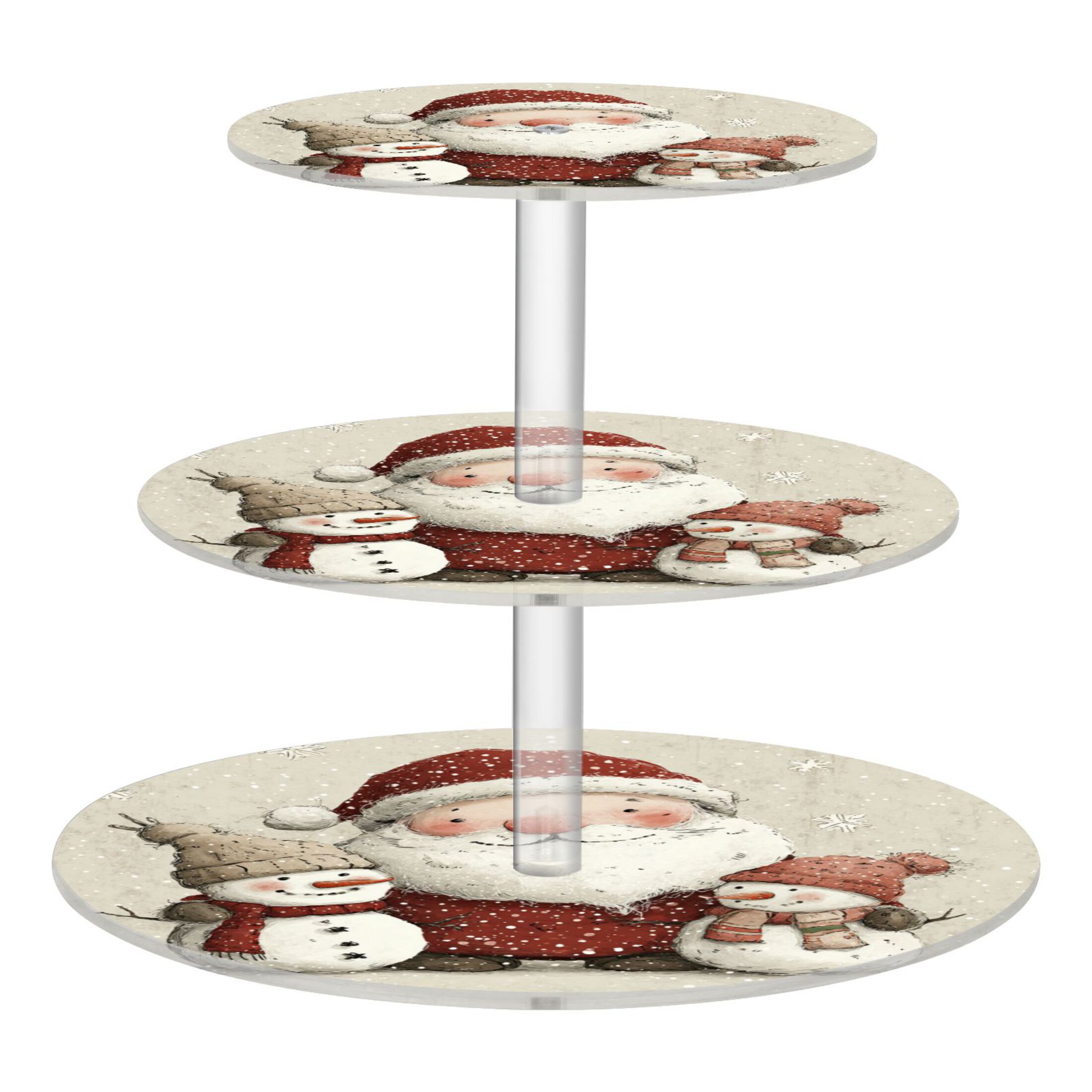 Wobogo Smiling Santa Claus 3 Tier Acrylic Cake Stand with Clear Round ...