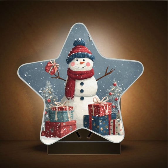 Wobogo Snowman Gift Pile LED Star Night Light 0.2 Watt Wall Plug Dusk ...