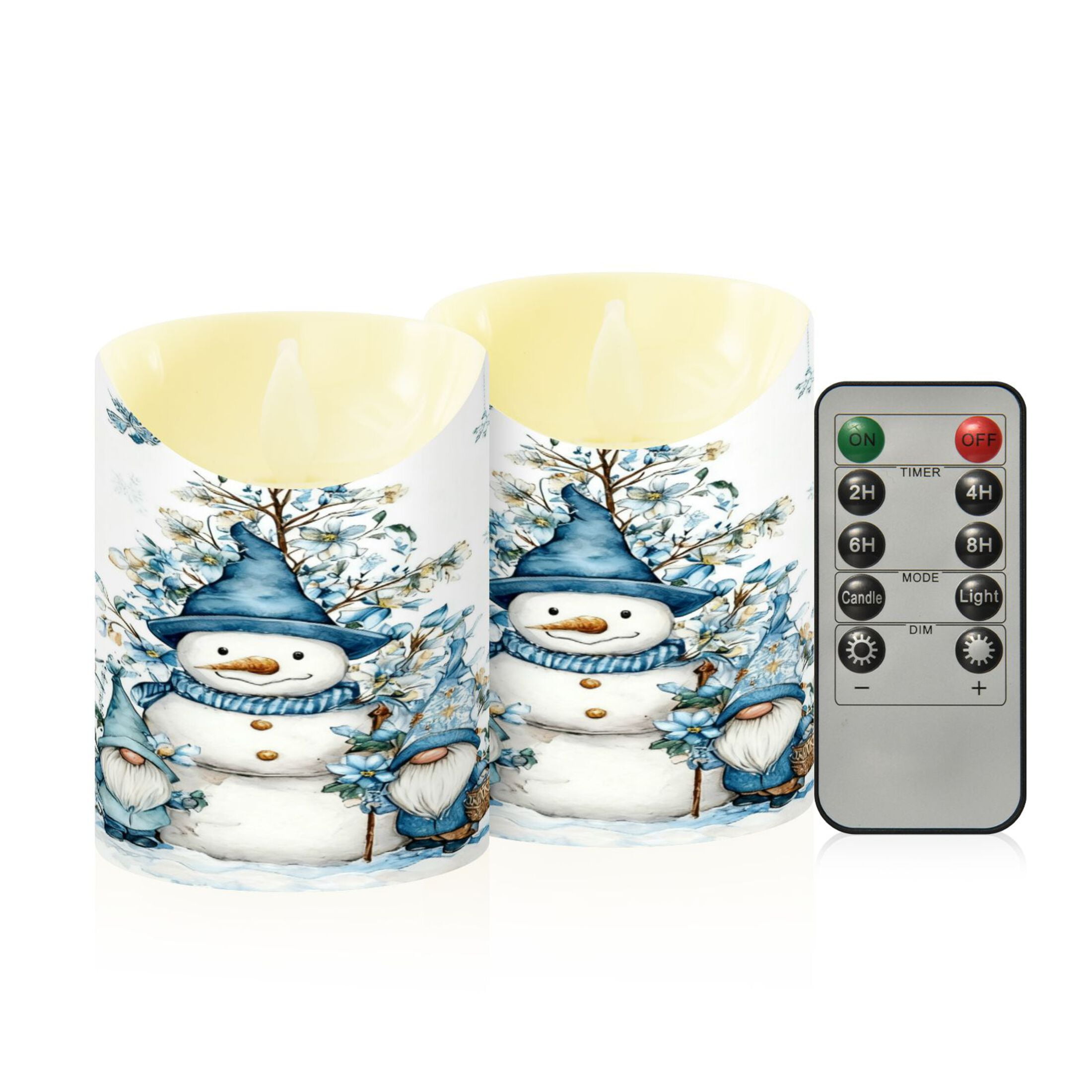 Wobogo Snowman and Dwarf Flameless Candles with Remote Battery Operated ...