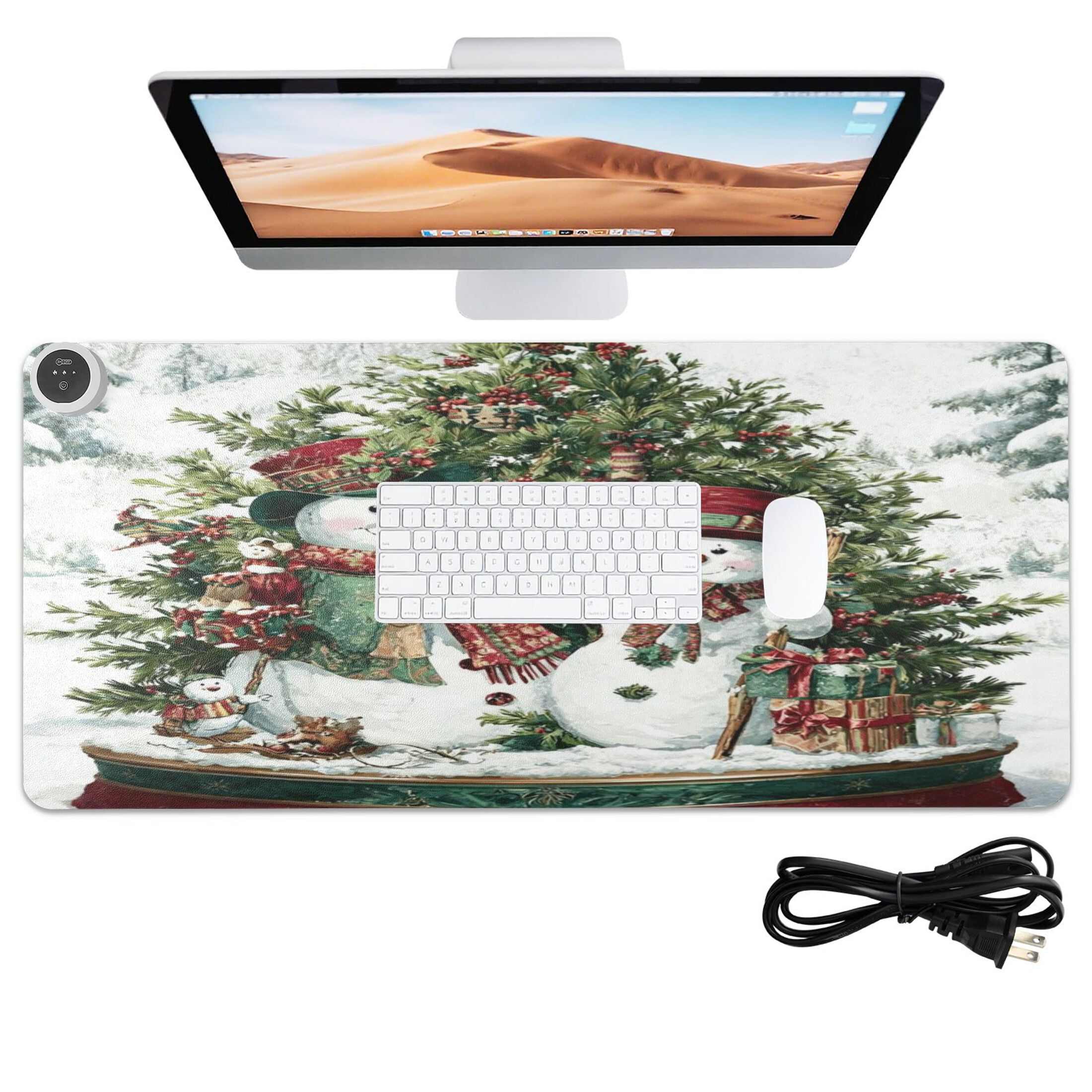 Wobogo Snowmen Heated Mouse Pad Extra-Large Desk Mat With 3 Heating ...
