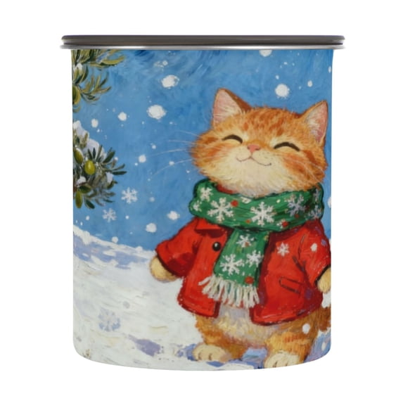 Wobogo Snowy Plump Orange Cat Food Storage Jars 304 Food Grade ...
