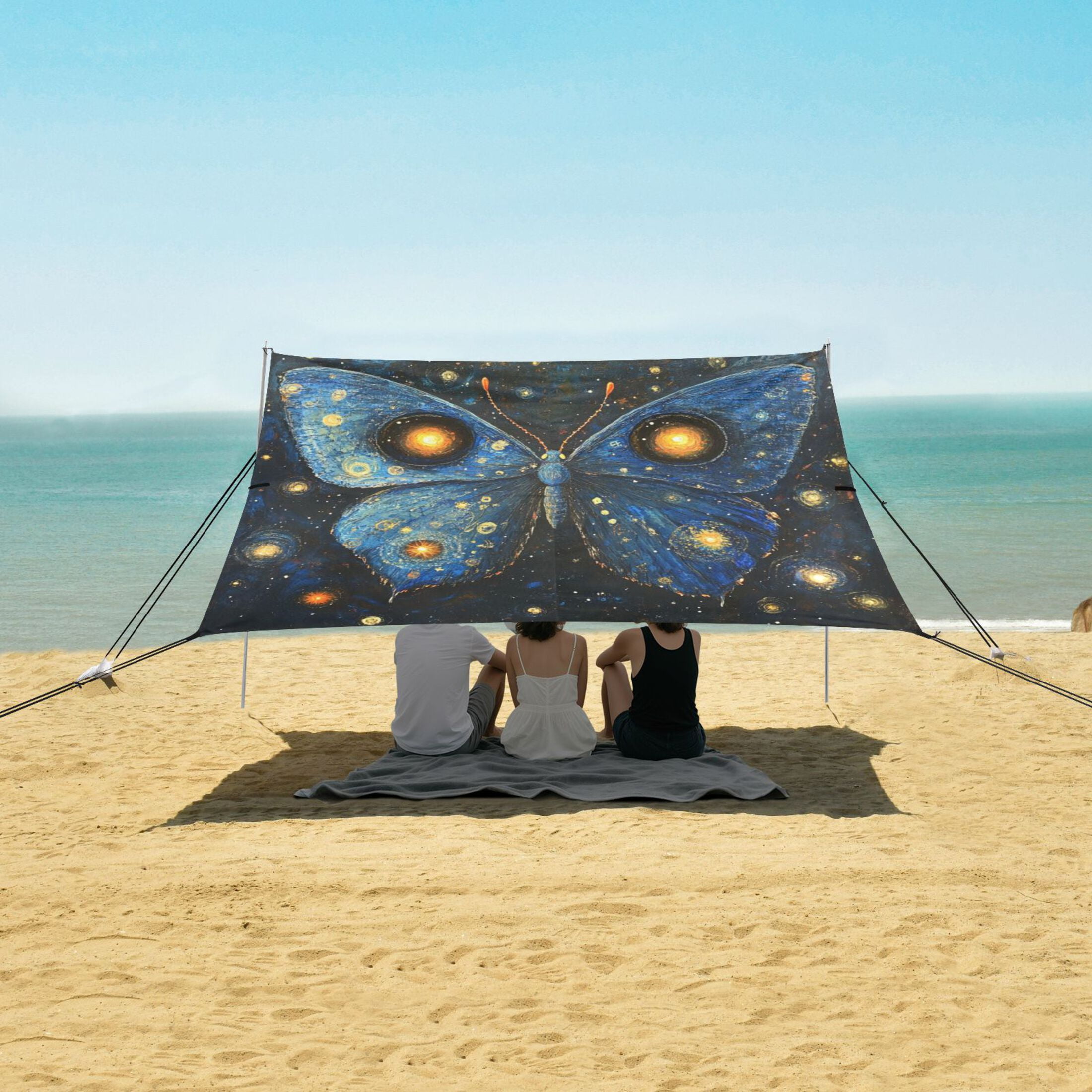 Wobogo Star Blue Butterfly Beach Tent Camping Sun Shelter 110 x 125in ...