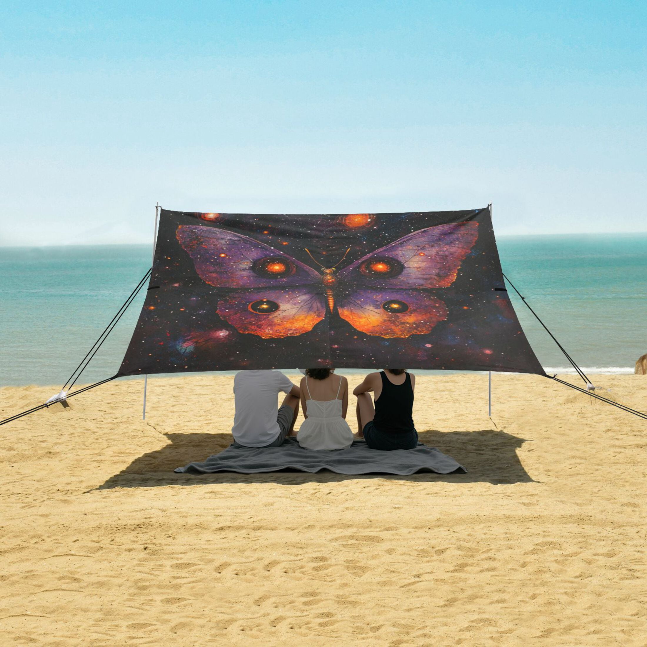 Wobogo Star Purple Butterfly Beach Tent Camping Sun Shelter 110 x 125in ...