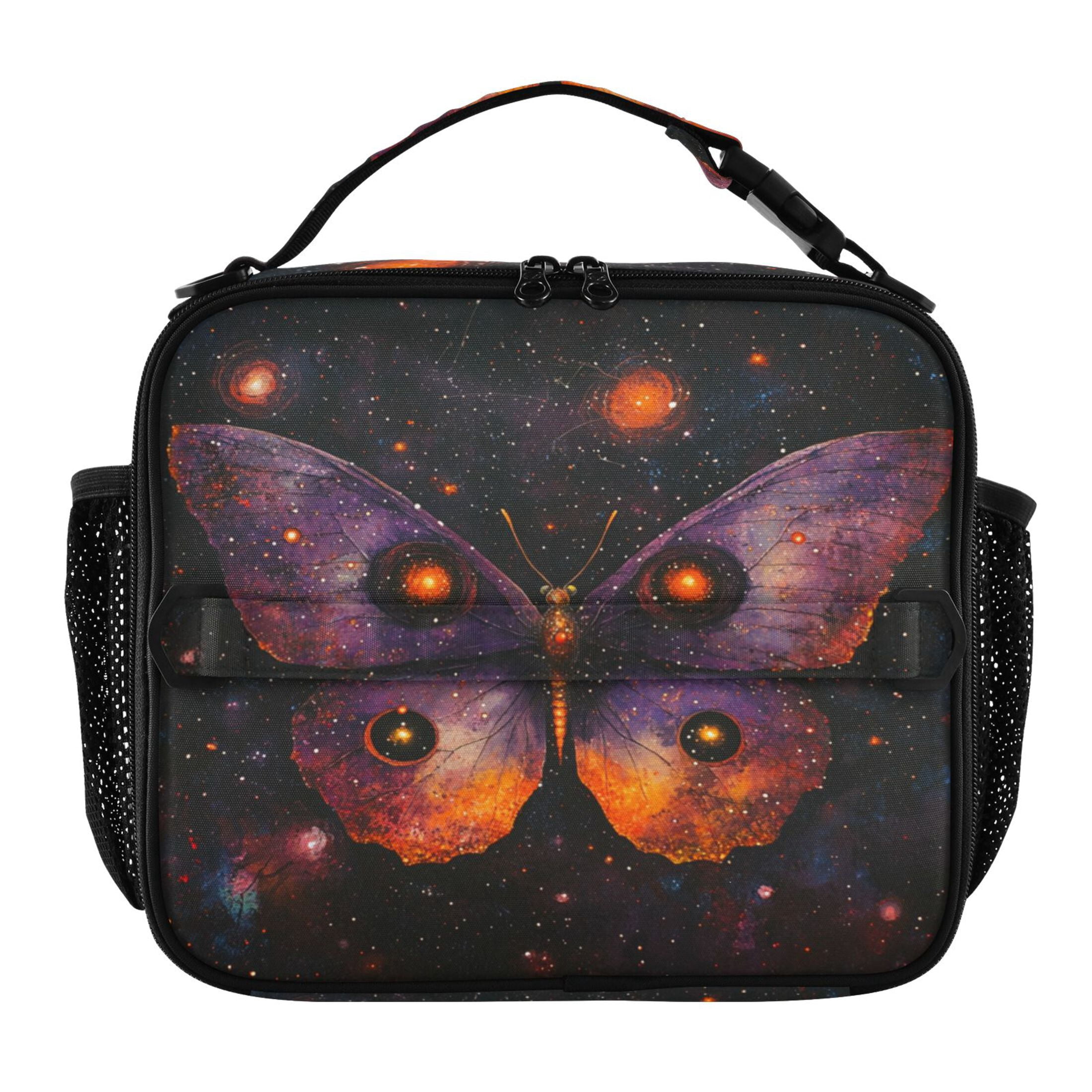 Wobogo Star Purple Butterfly Lunch Bag Insulated Portable Cooler Tote ...