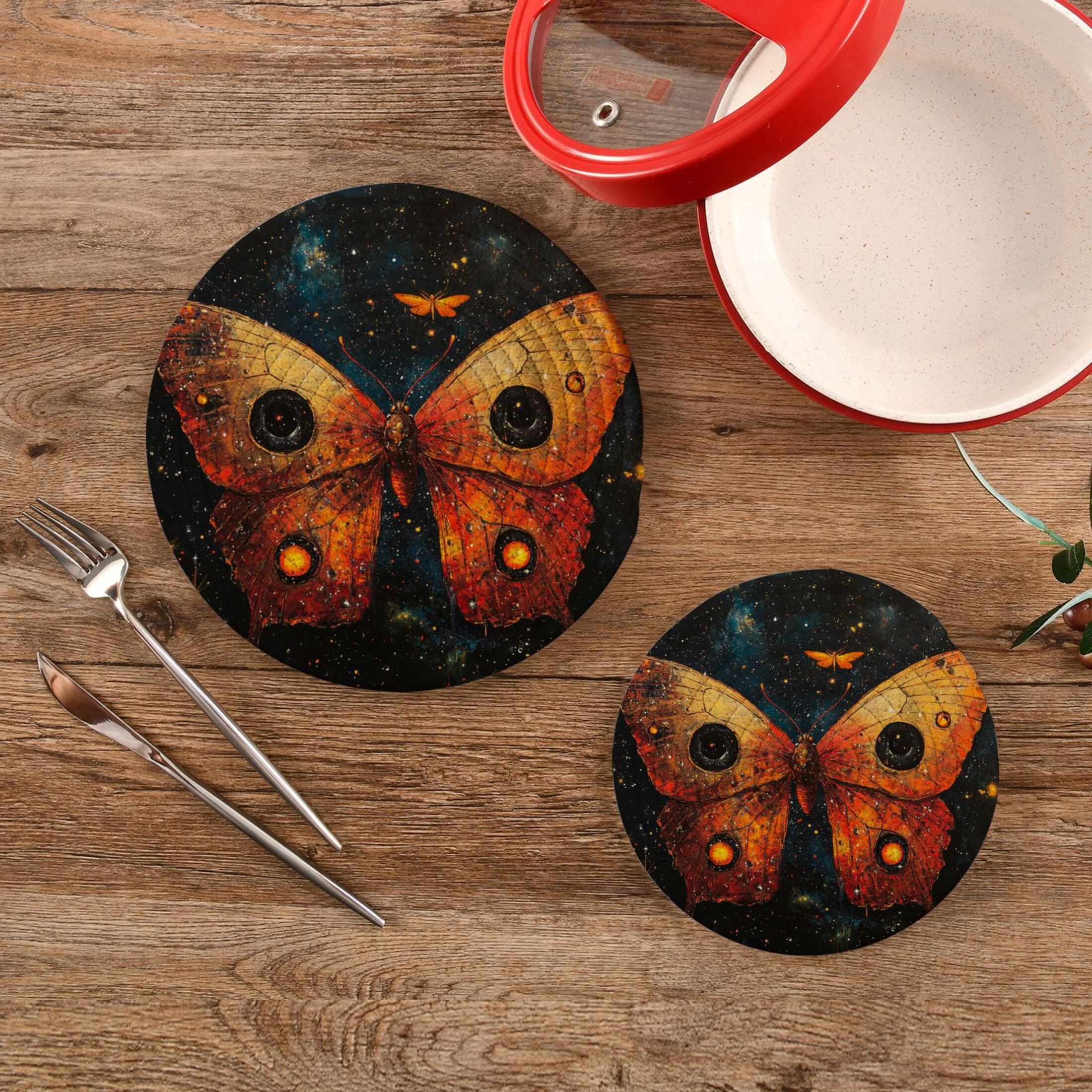 Wobogo Star Red Butterfly Trivets Potholders Set of 2 Cotton Woven ...