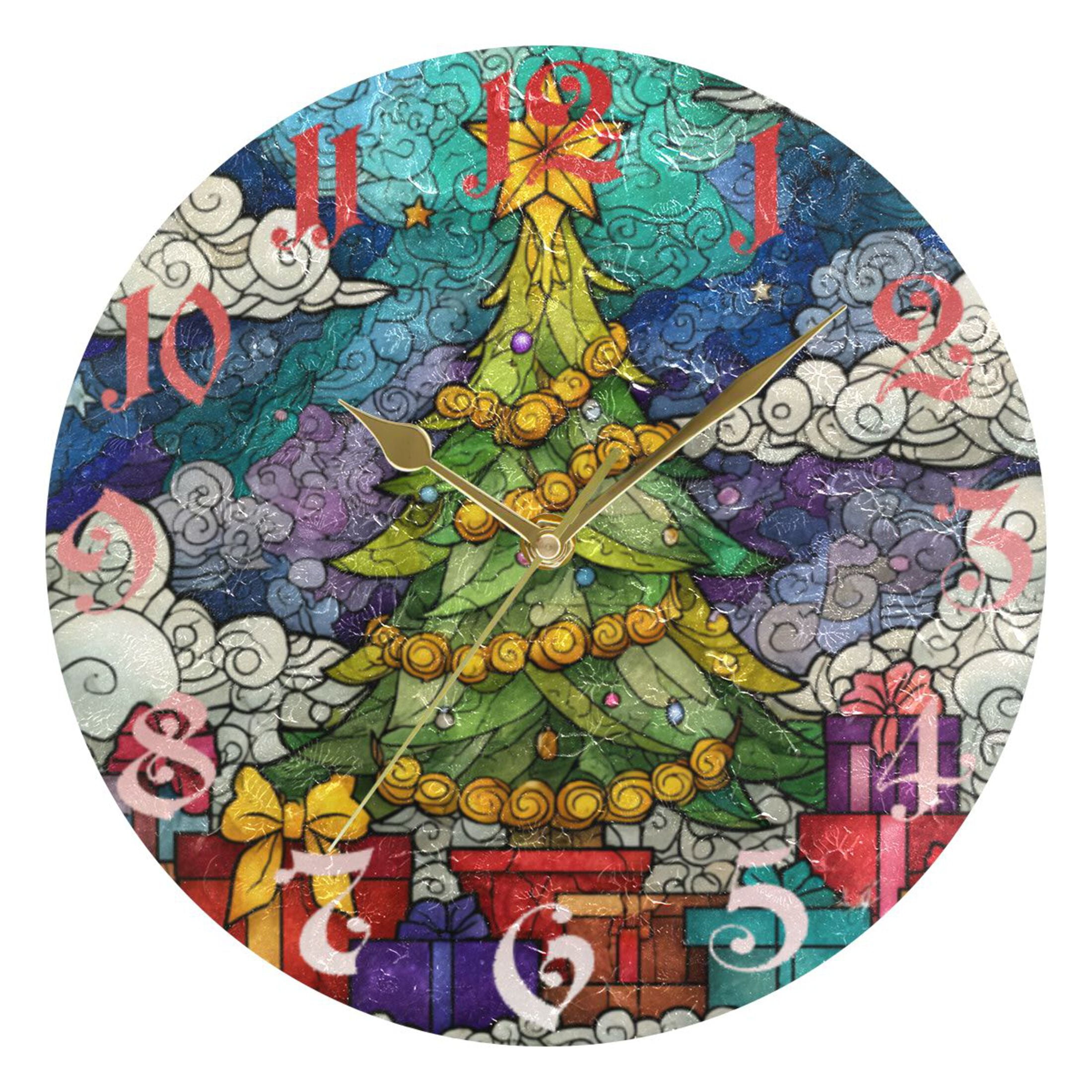 Wobogo Star Wish Christmas Tree Wall Clock 10in Silent Mechanism ...