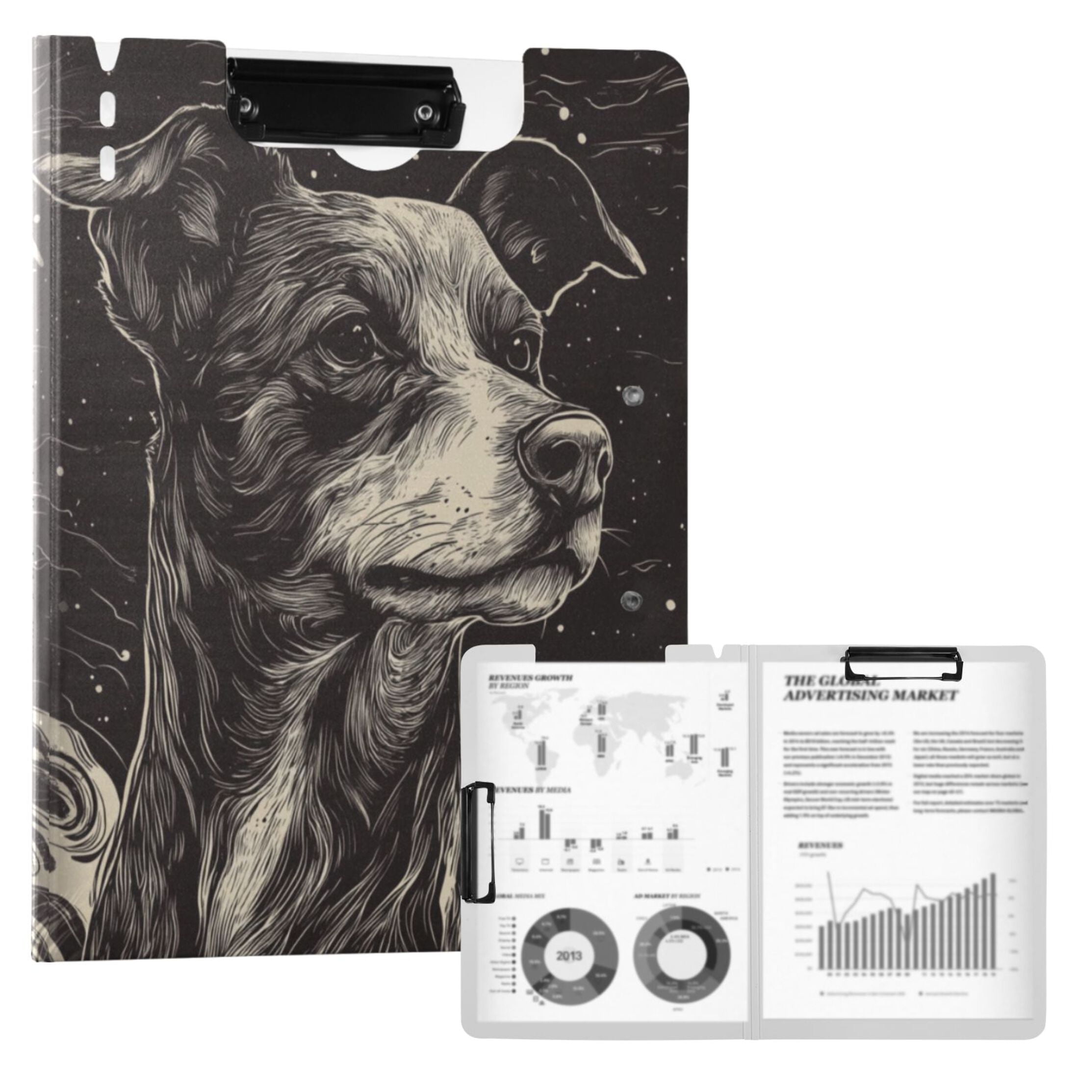 Wobogo Starlight Dog Pattern A4 Foldable Clipboard with Horizontal and ...