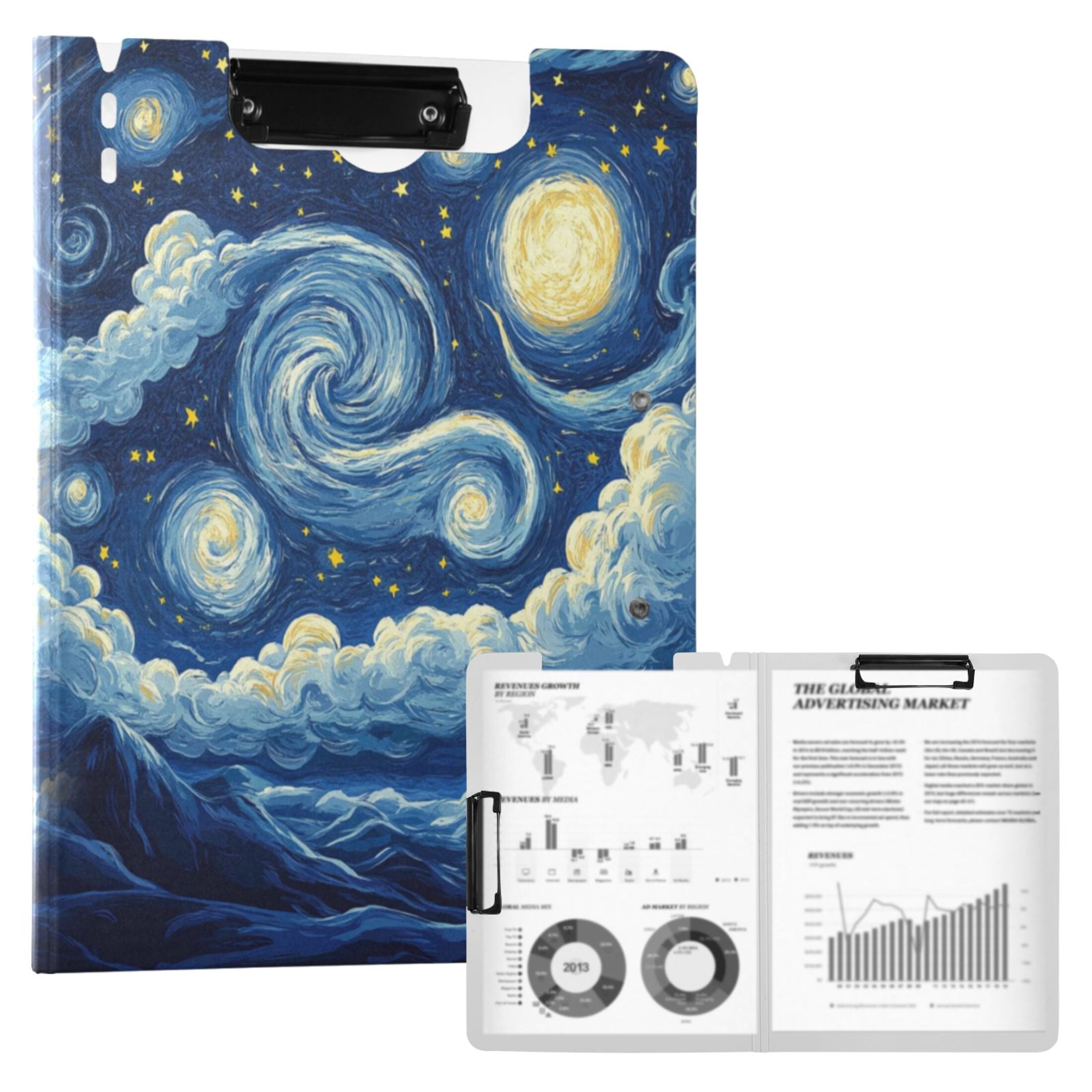 Wobogo Starry Night A4 Foldable Clipboard with Horizontal and Vertical ...