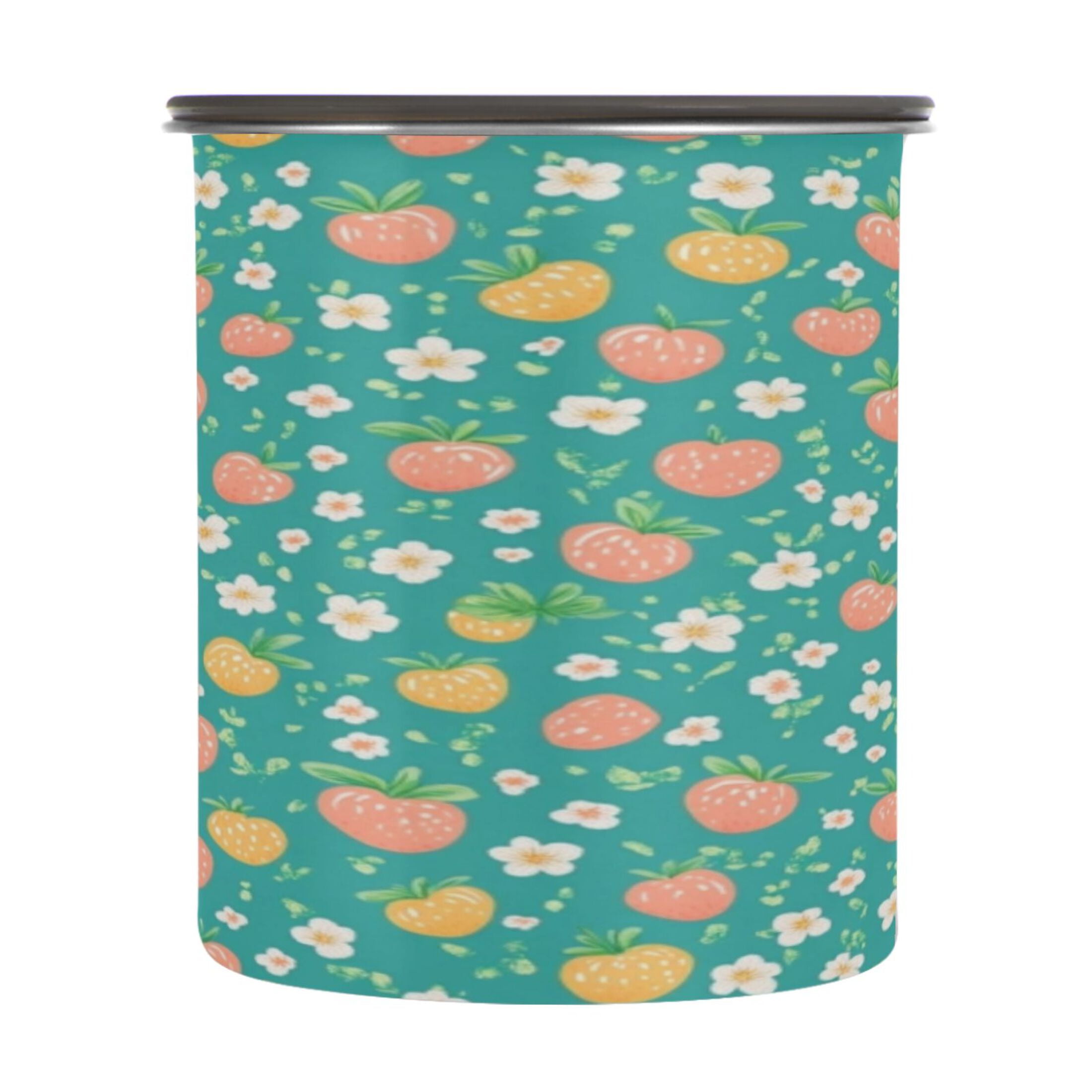 Wobogo Strawberries Flowers Pattern Food Storage Jars 304 Food Grade Stainless Steel Canisters ...