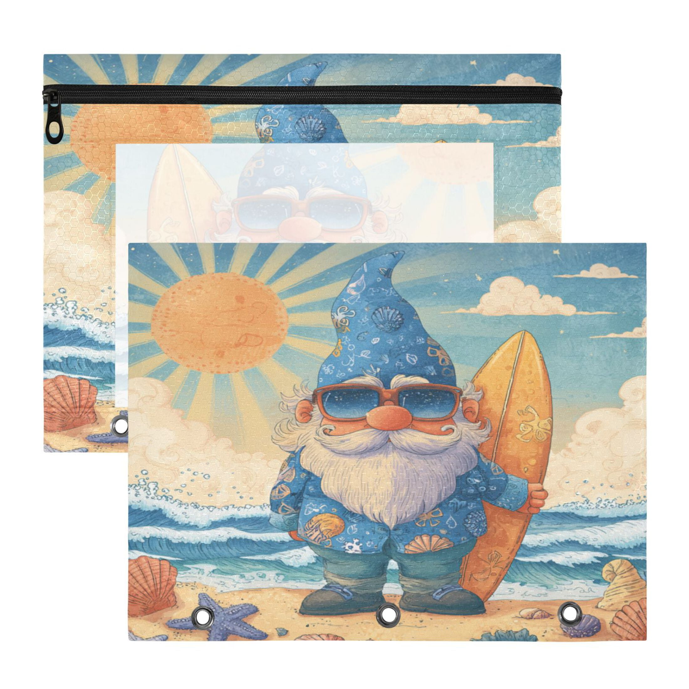 Wobogo Summer Dwarf A4 Size Clear Polyester File Pocket Set of 2 Zipper ...