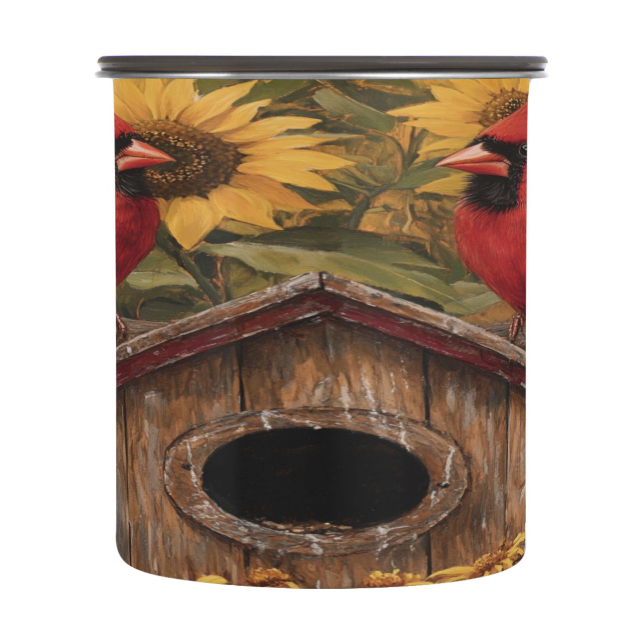 Wobogo Summer Sunflowers Cardinal Bird Food Storage Jars 304 Food Grade ...