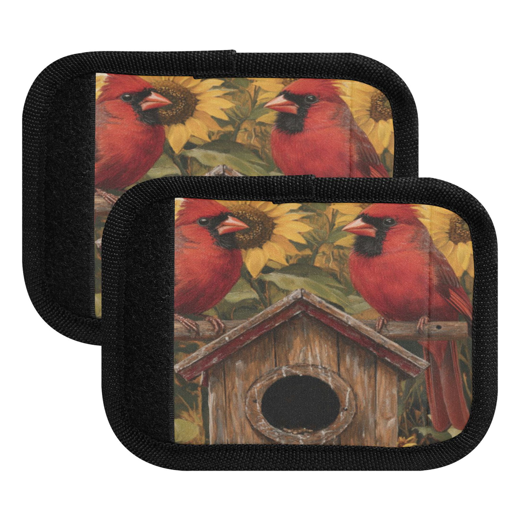 Wobogo Summer Sunflowers Cardinal Bird Luggage Handle Wrap 4Pcs Made of ...