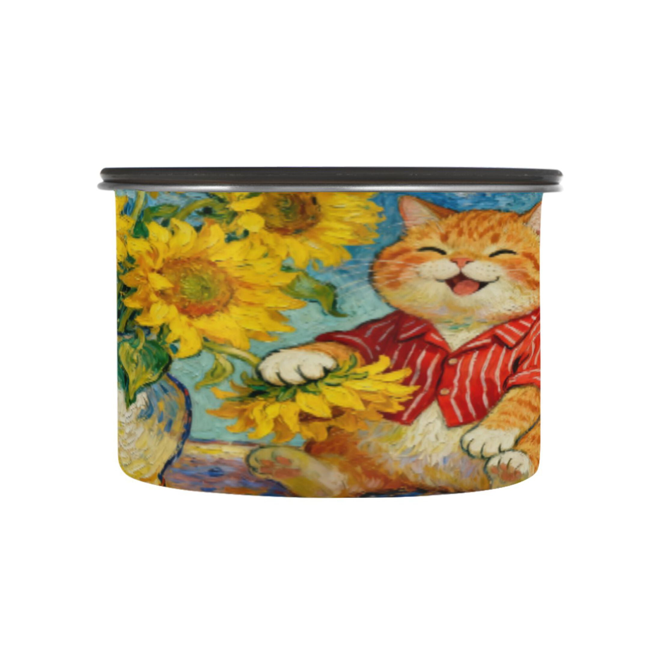 Wobogo Sunflower Orange Cat Food Storage Jars 304 Food Grade Stainless ...