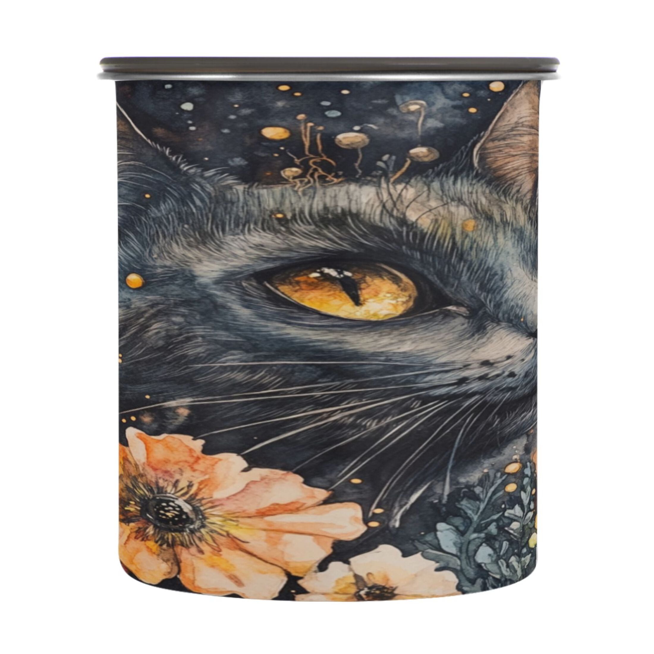 Wobogo Tabby with Flowers Food Storage Jars 304 Food Grade Stainless Steel Canisters With Vacuum ...