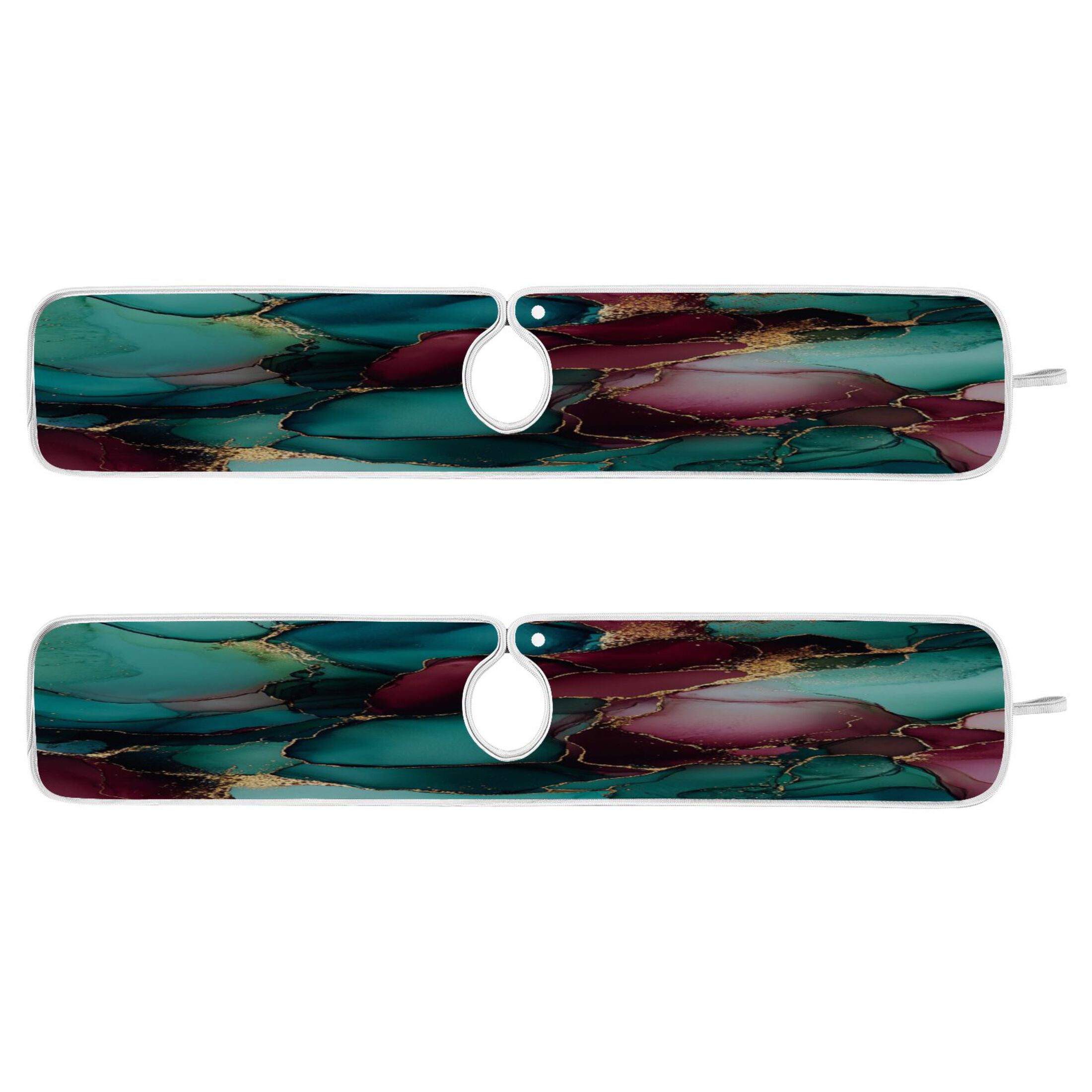 Wobogo Teal and Burgundy Gilt Pattern Faucet Drying Mat Set of 2 Sponge ...