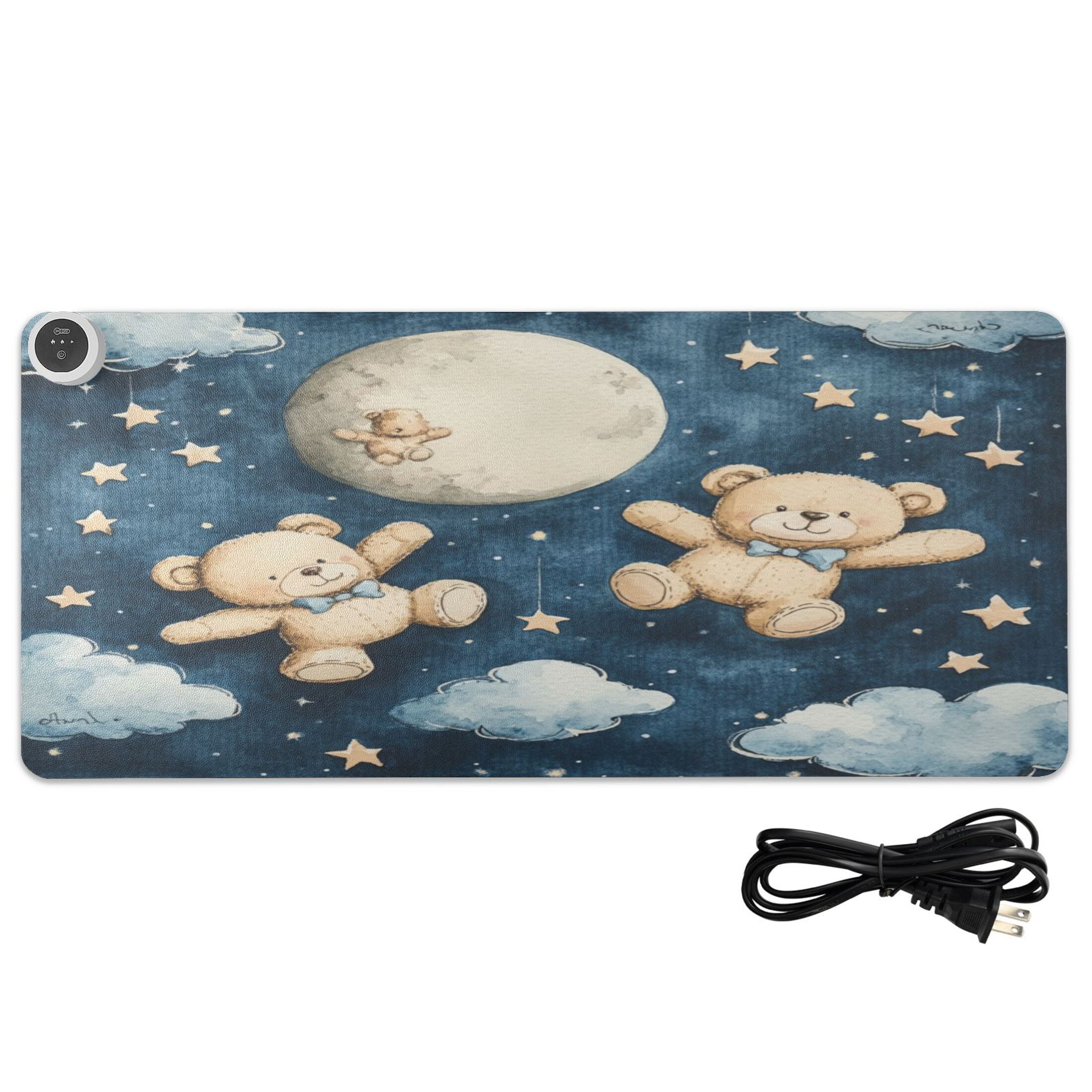 Wobogo Teddy Bear Night Sky Pattern Heated Mouse Pad With 3 Heating ...