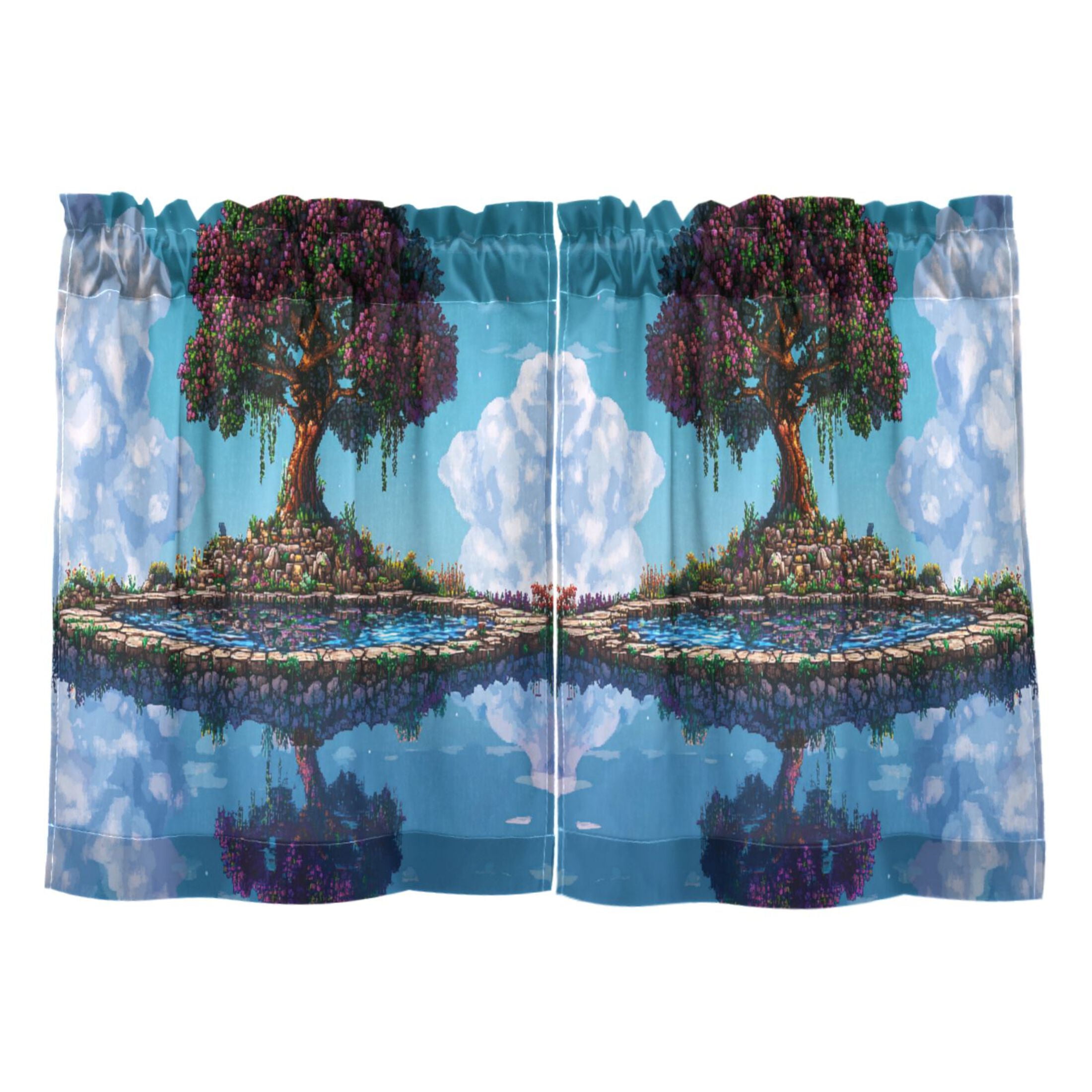 Wobogo Terraria Style Tree Kitchen Curtains 2 Piece Set Farmhouse ...