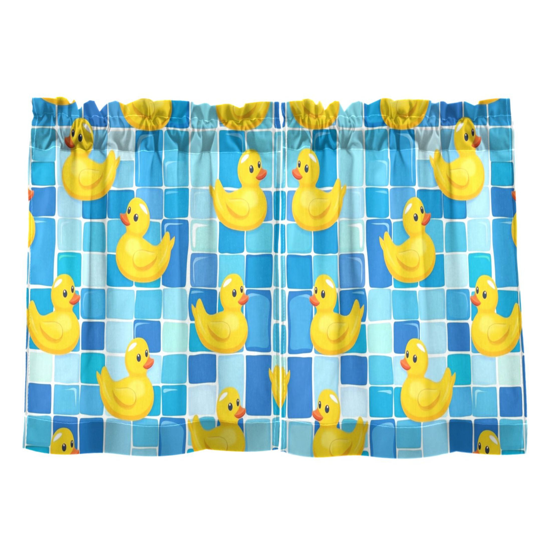 Wobogo Tile Yellow Duck Kitchen Curtains 2 Piece Set Farmhouse Country ...