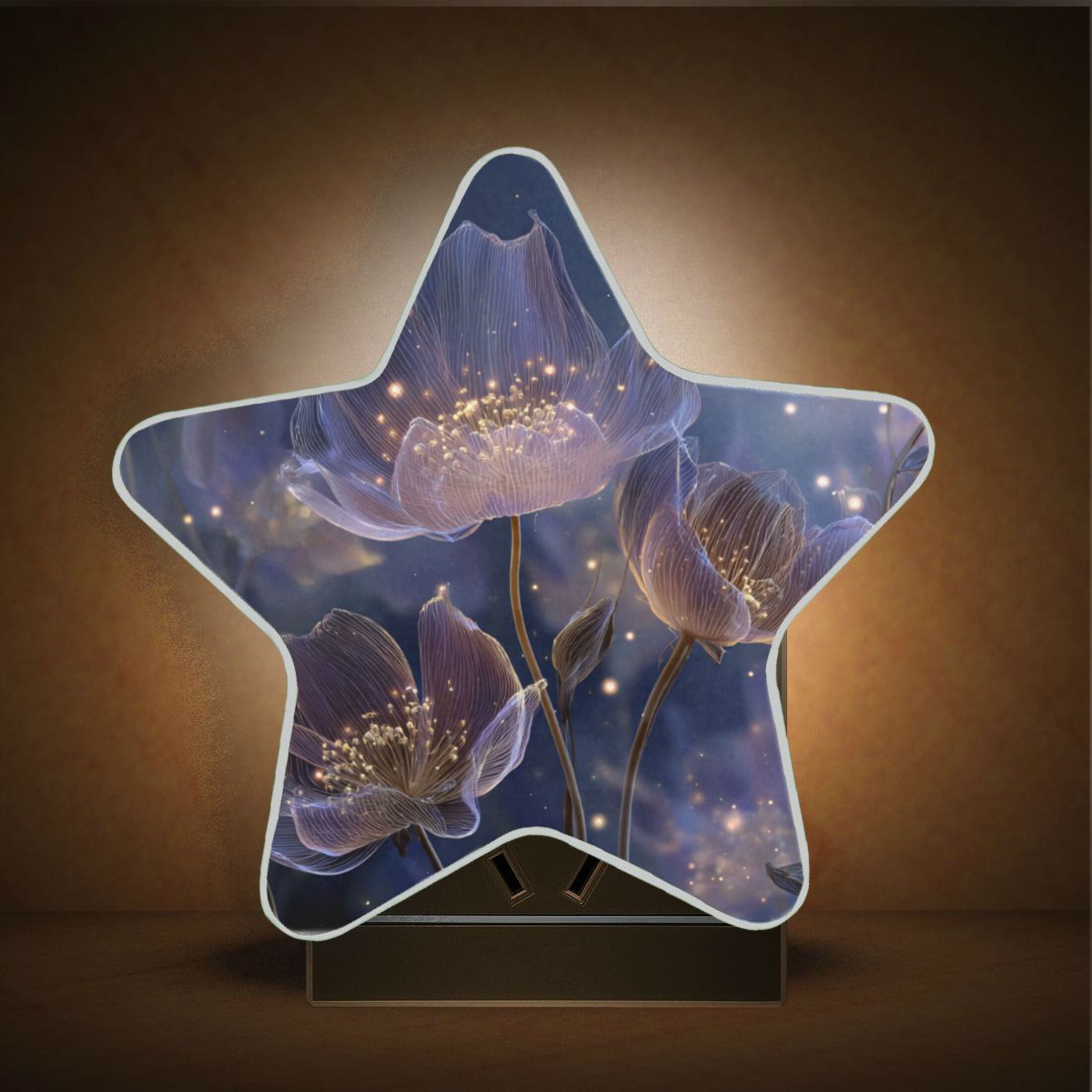 Wobogo Transparent Purple Flowers LED Star Night Light 0.2 Watt Wall ...