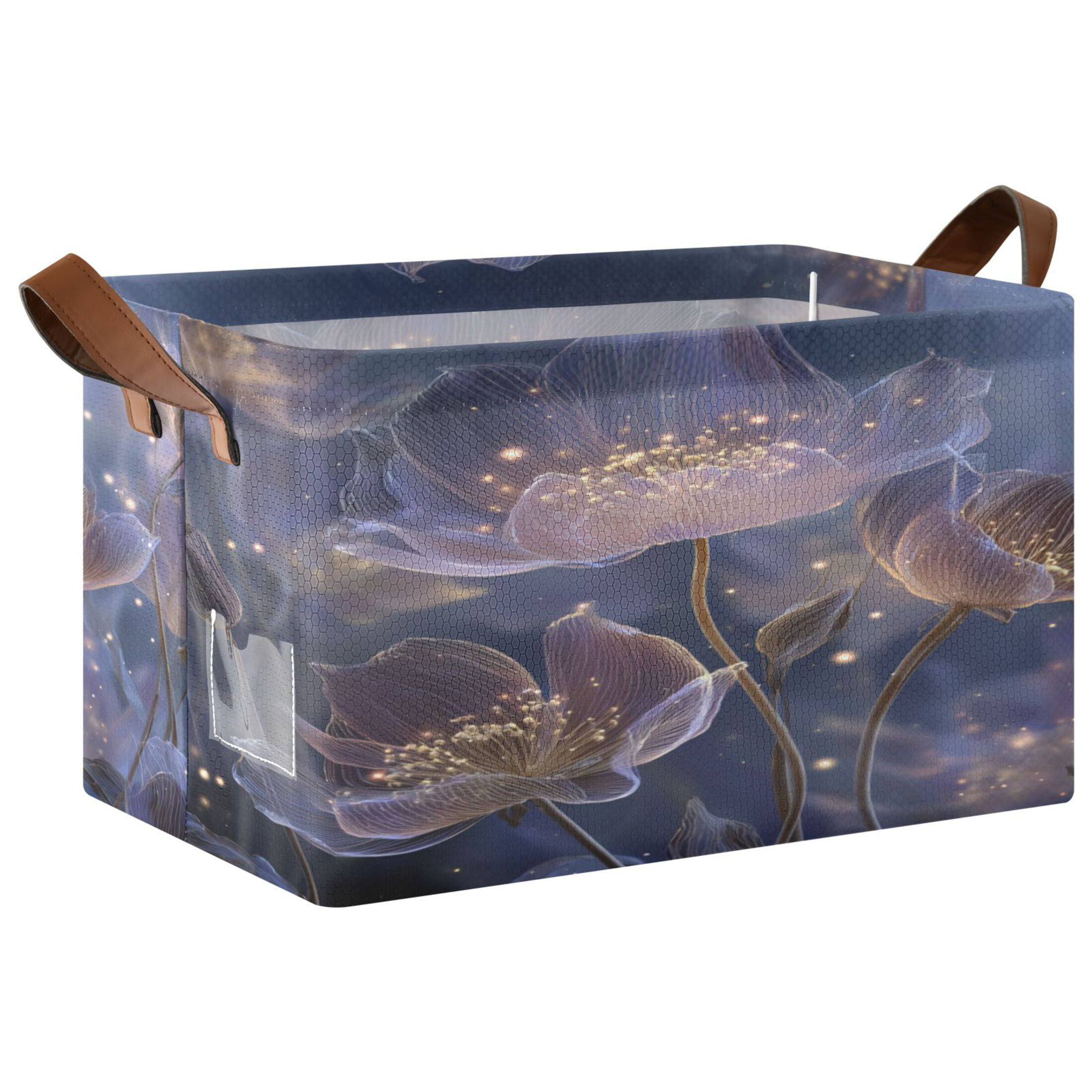 Wobogo Transparent Purple Flowers Storage Basket 16.9×11.4×10in ...