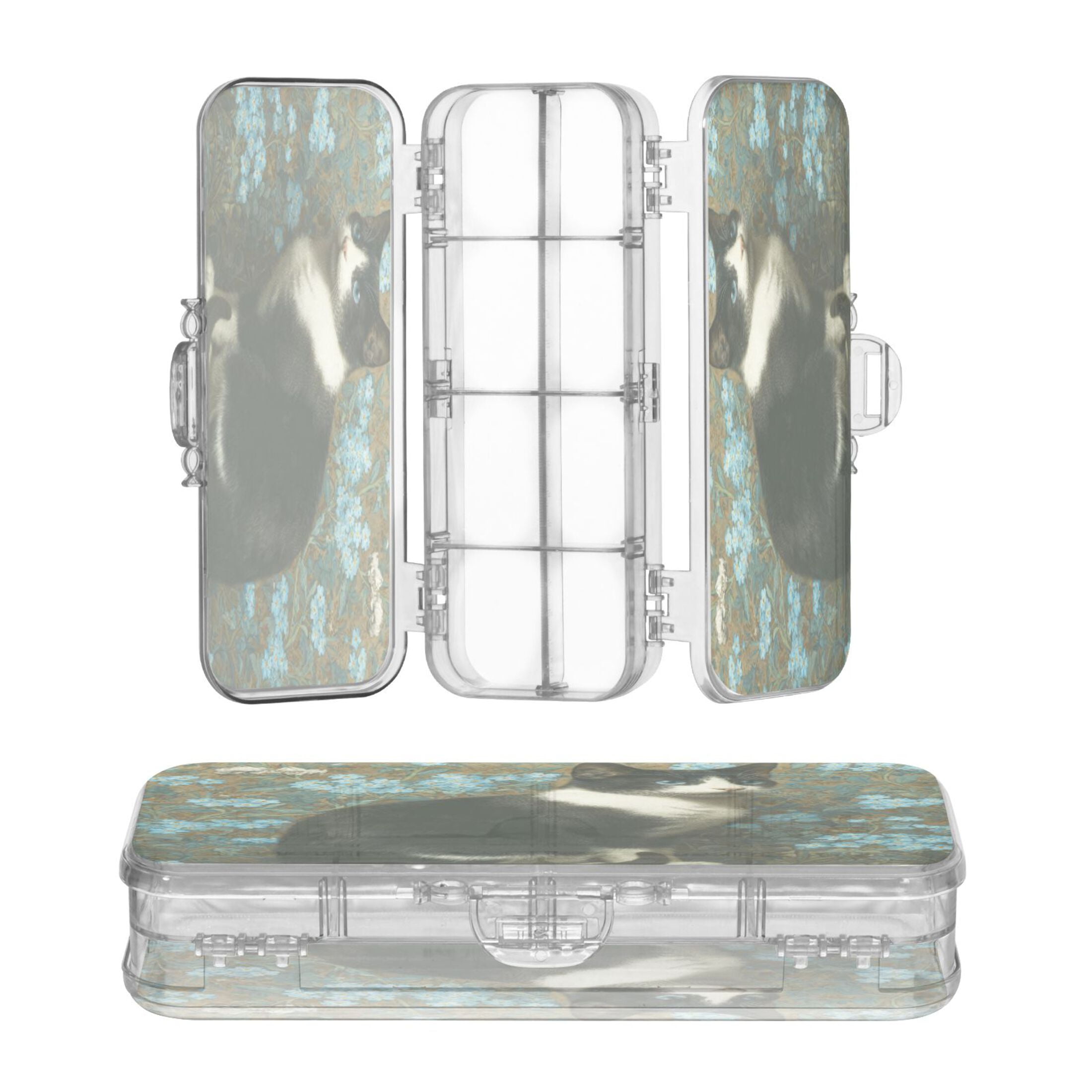 Wobogo Tuxedo Cat Clear Pencil Case Plastic Pencilboxes Stackable ...