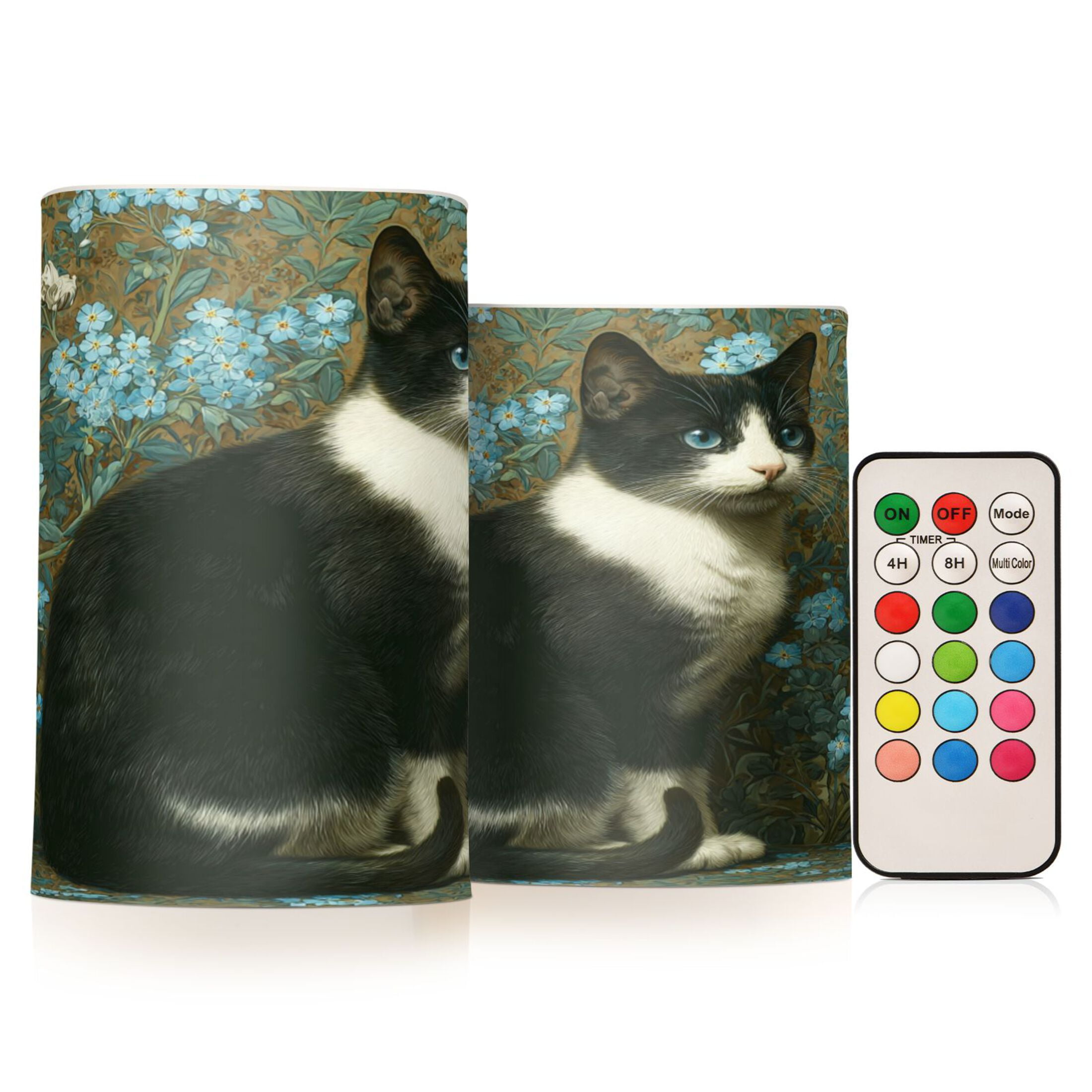 Wobogo Tuxedo Cat Combo Flameless Flickering Candle Light with Remote ...