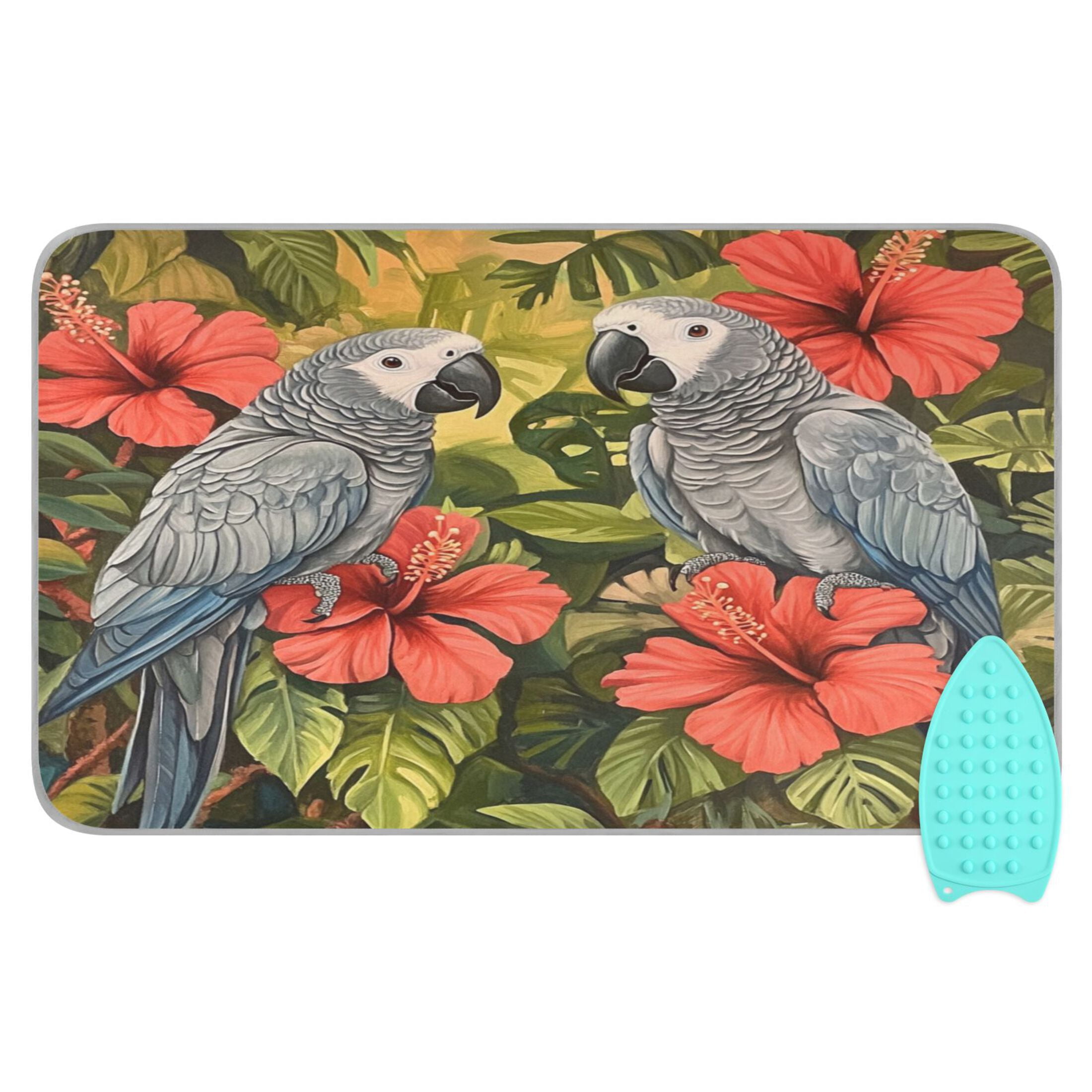 Wobogo Two Playful Gray Parrots Ironing Mat Blanket Quilted Washer ...