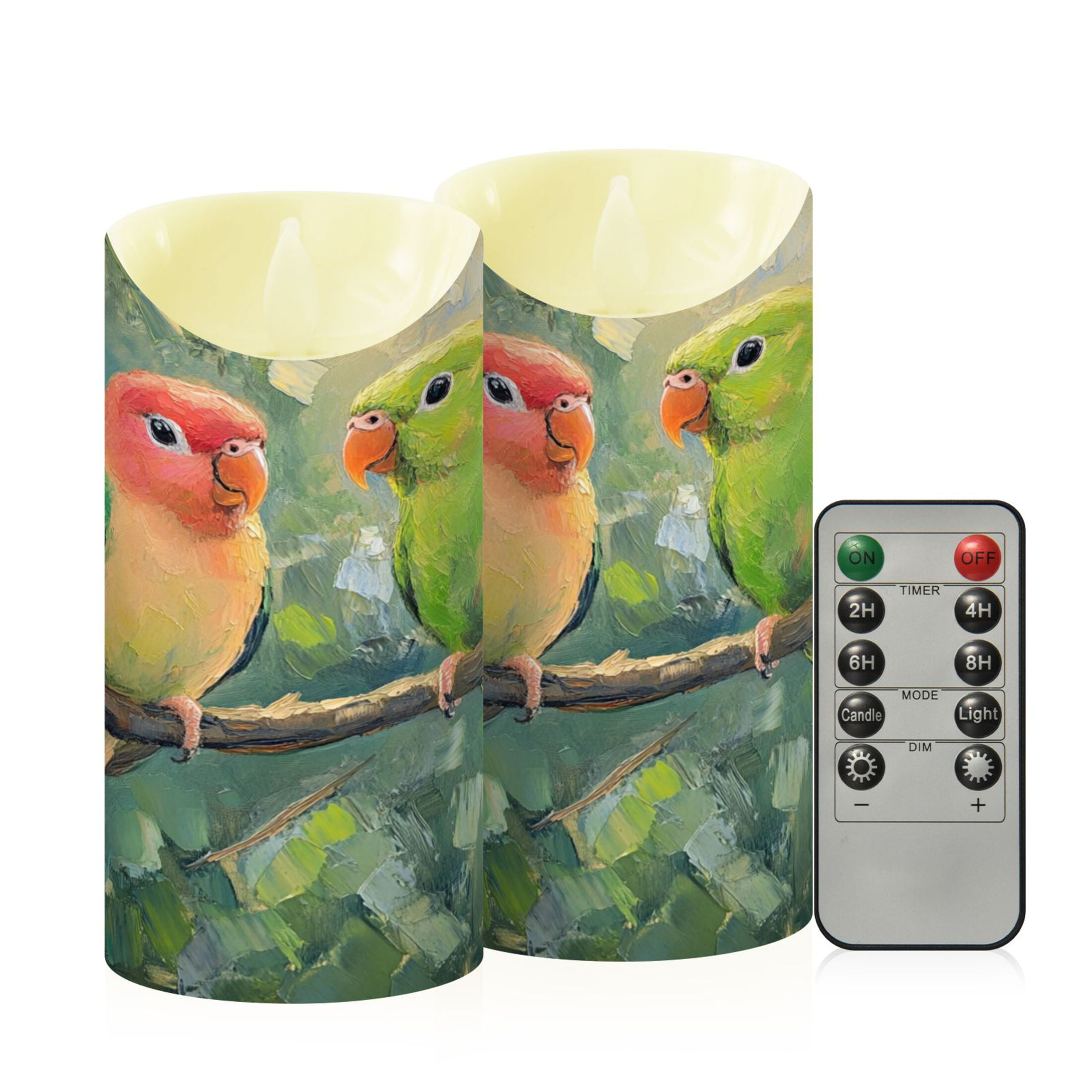 Wobogo Two Playful Parrots Flameless Candles with Remote Battery ...