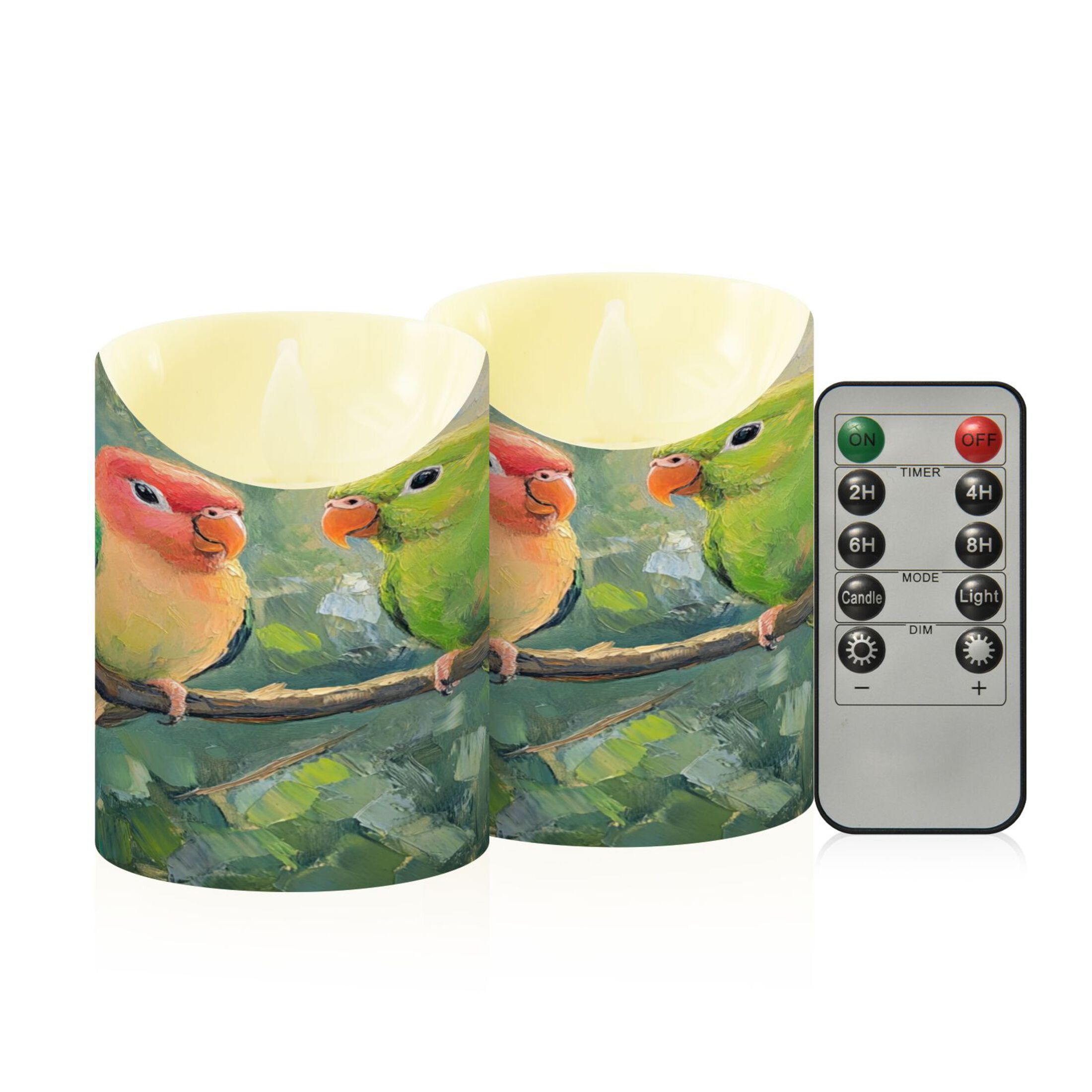 Wobogo Two Playful Parrots Flameless Candles with Remote Battery ...