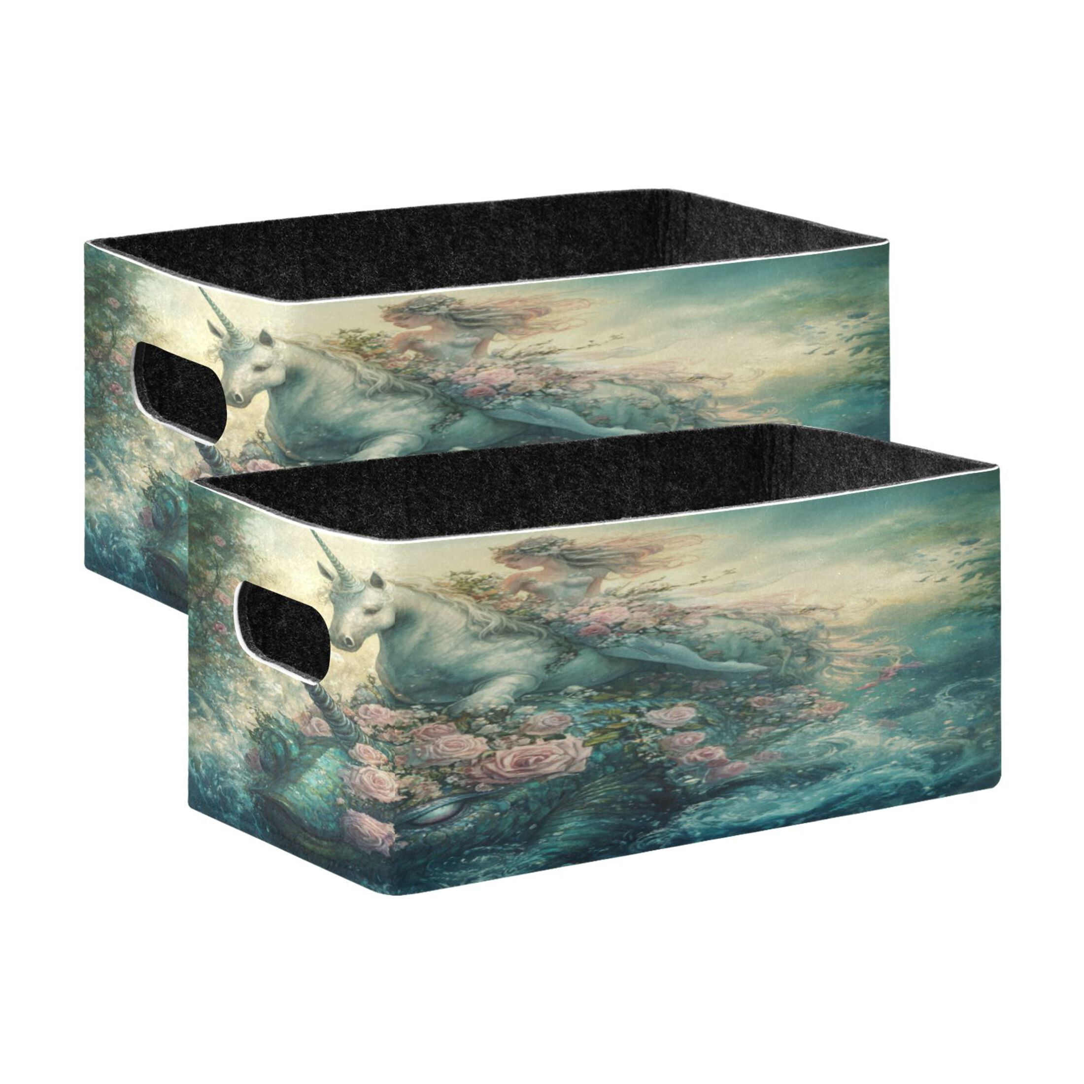 Wobogo Unicorn and Mermaid Decorative Folding Storage Basket Set of 2 ...