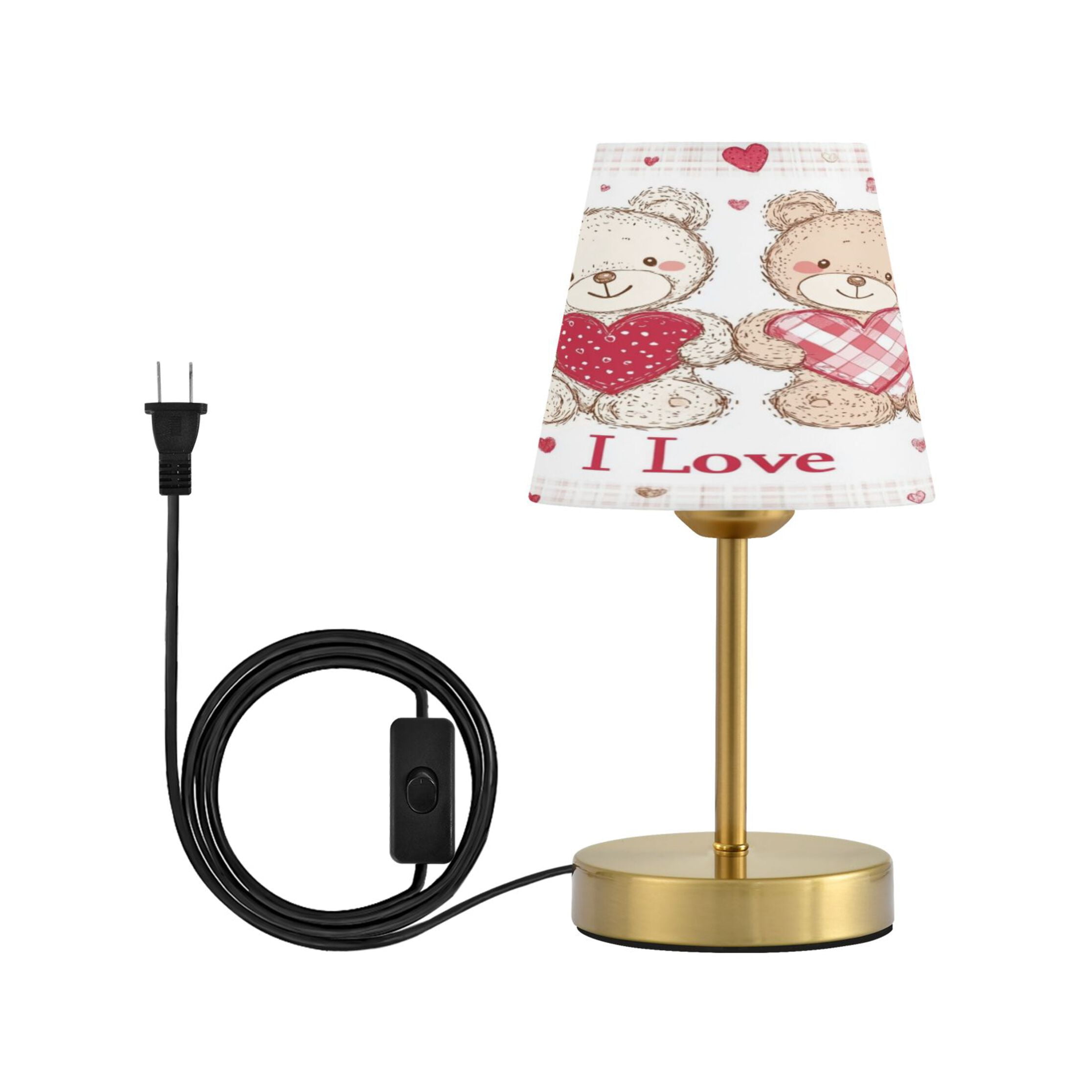 Wobogo Valentine Teddy Bear Table Lamps Three-channel Adjustable Lighted Antique Brass Metal ...
