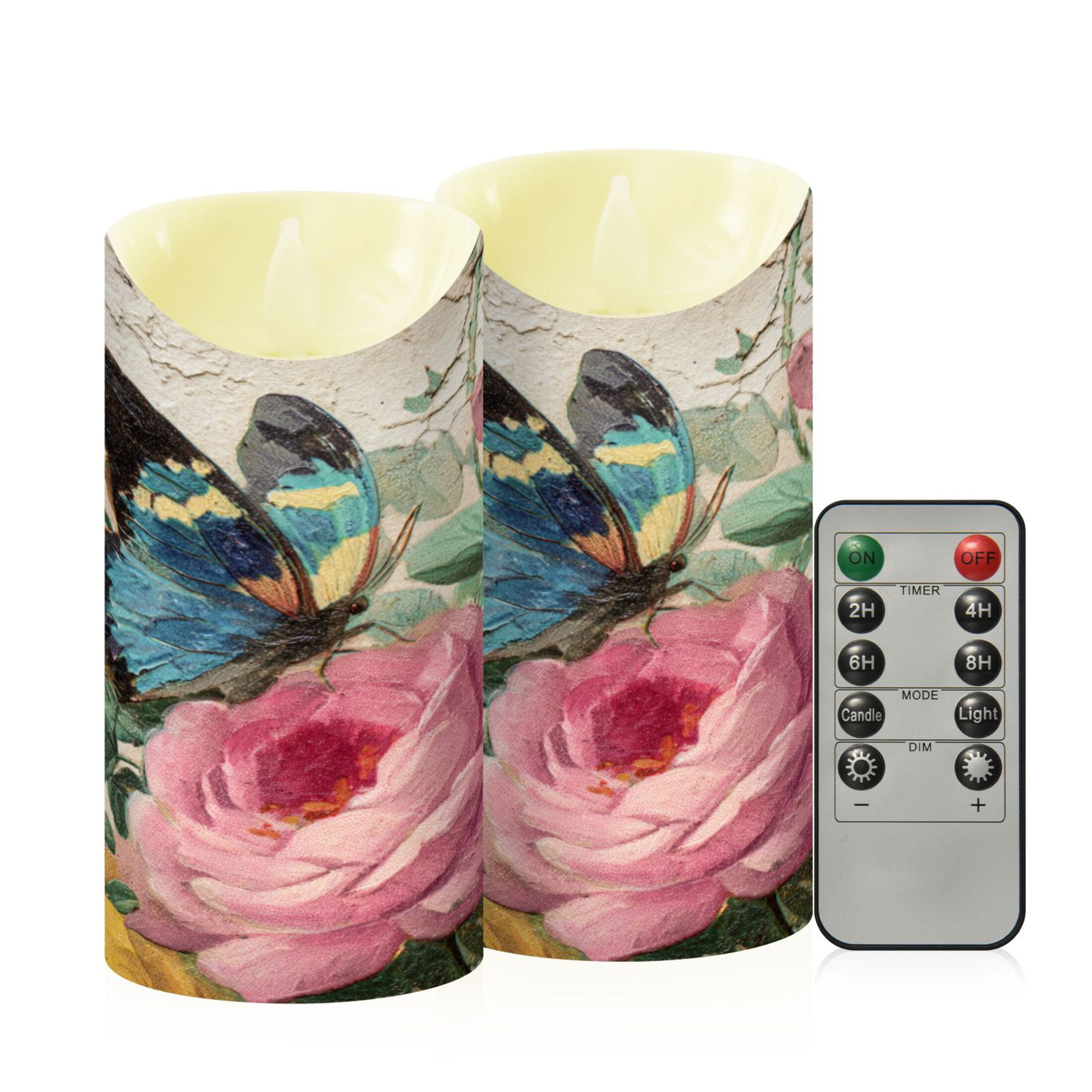 Wobogo Vintage Butterfly Flameless Candles with Remote Battery Operated ...