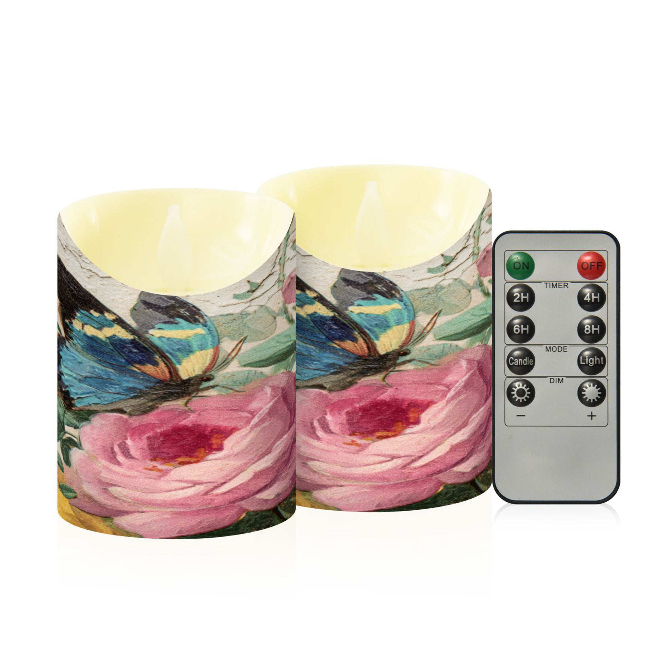 Wobogo Vintage Butterfly Flameless Candles with Remote Battery Operated ...