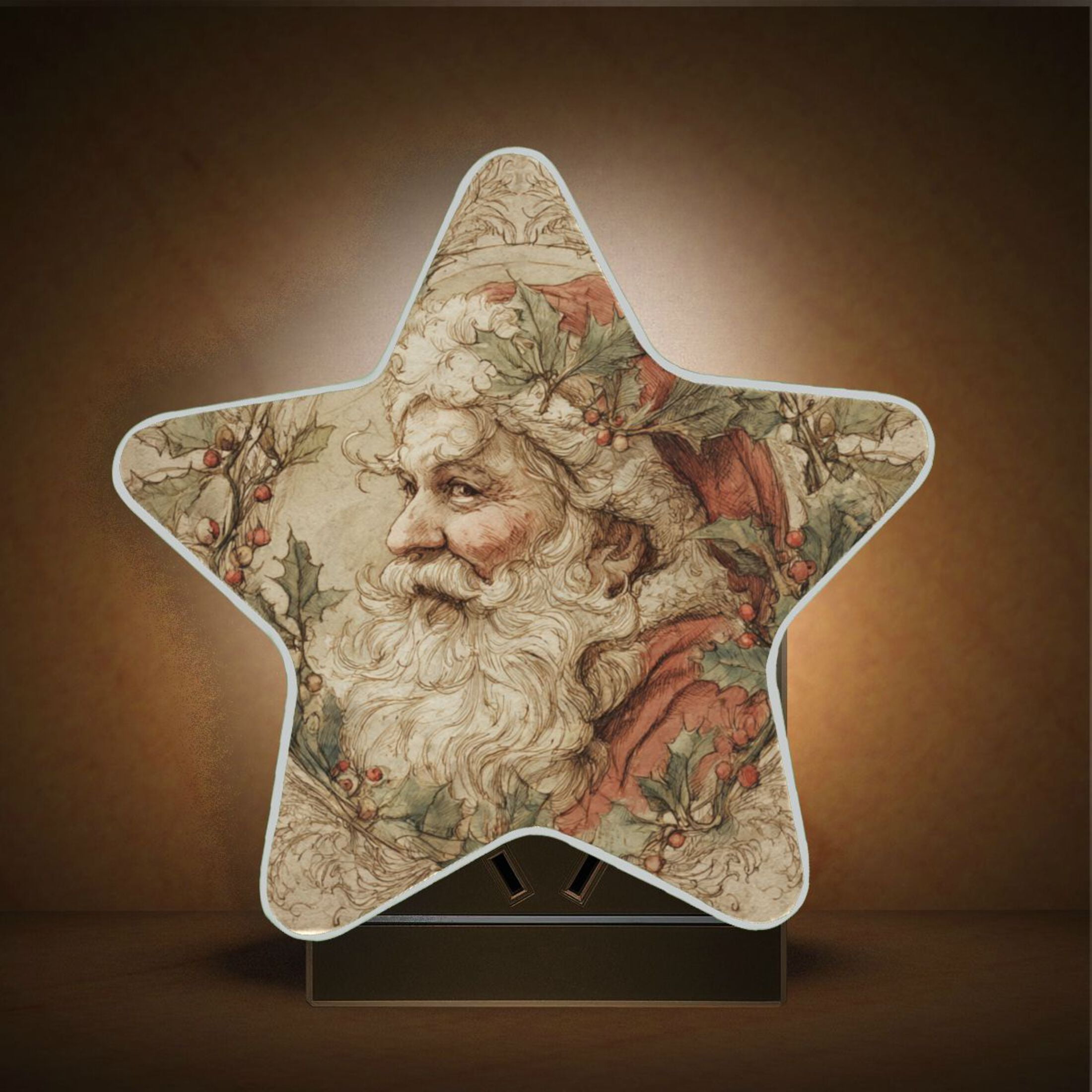 Wobogo Vintage Santa LED Star Night Light 0.2 Watt Wall Plug Dusk to ...