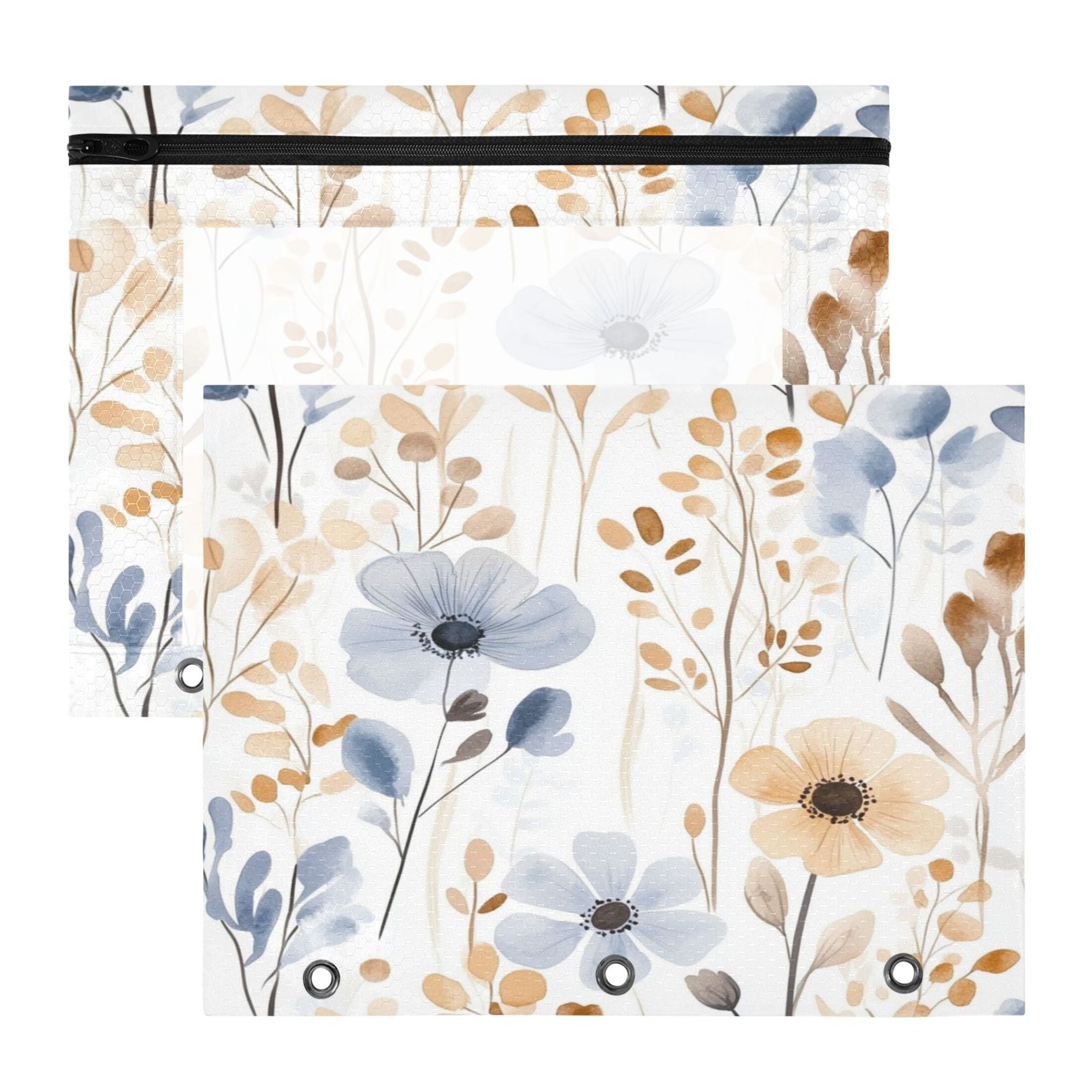 Wobogo Watercolor Wildflowers A4 Size Clear Polyester File Pocket Set ...