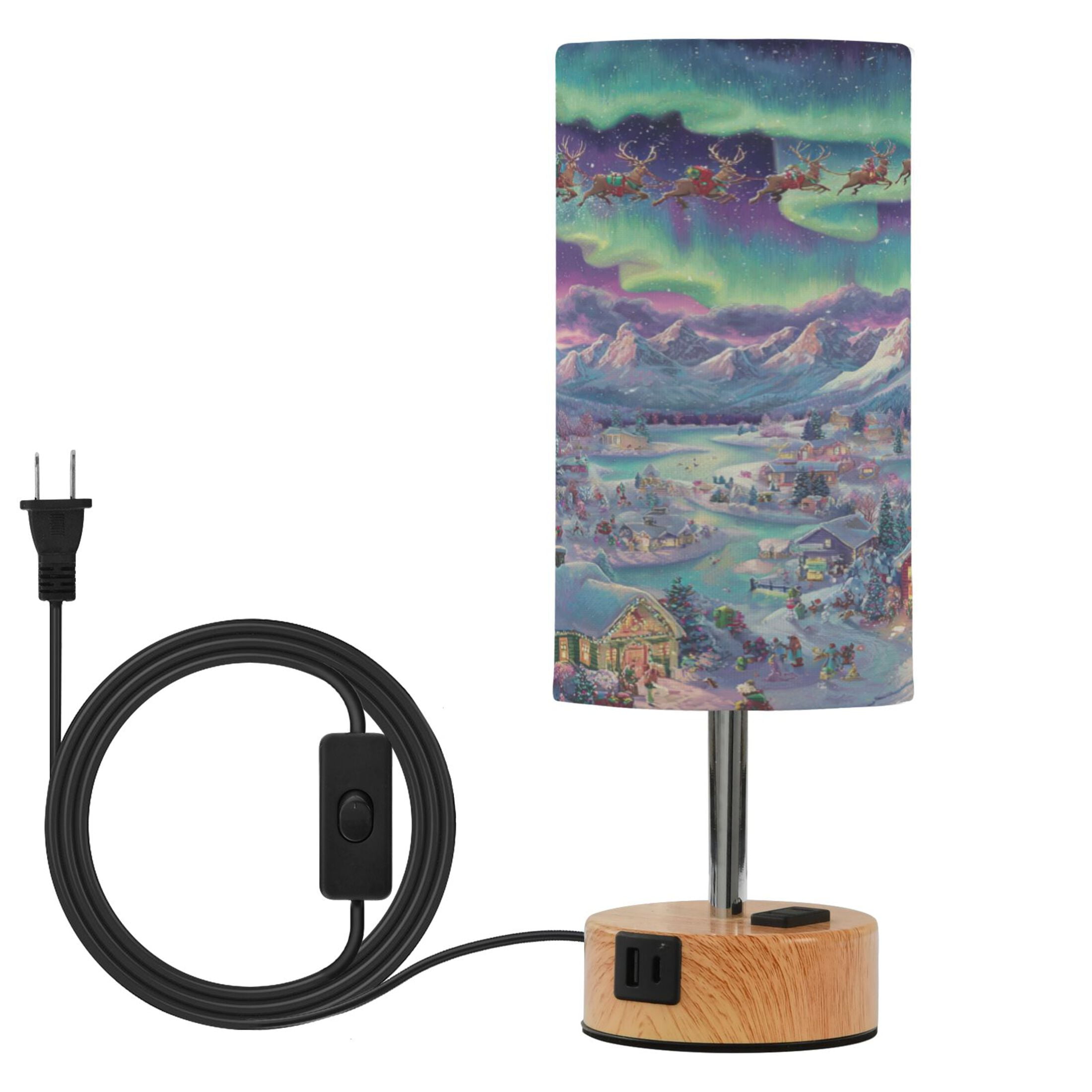 Wobogo Whimsical Christmas Scene Bedside Lamp Touch Control Table Lamp ...