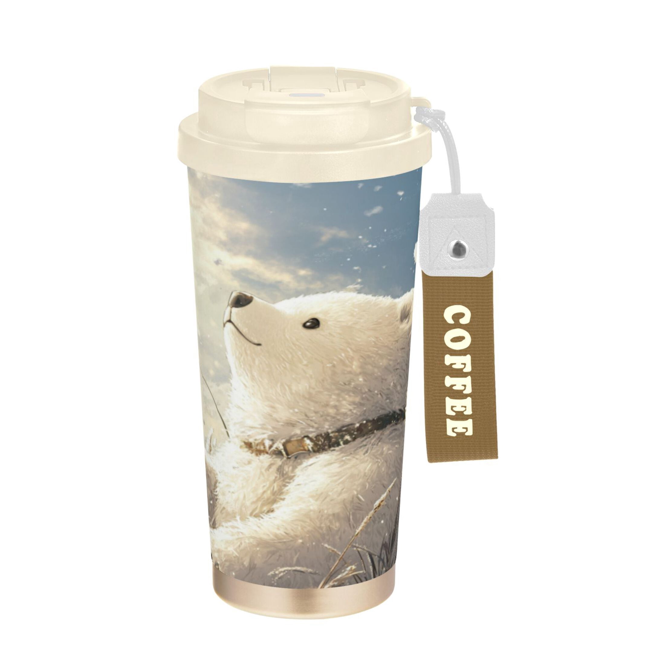 Wobogo White Bear Enjoying The Sunshine Double Drinking Coffee Cup ...